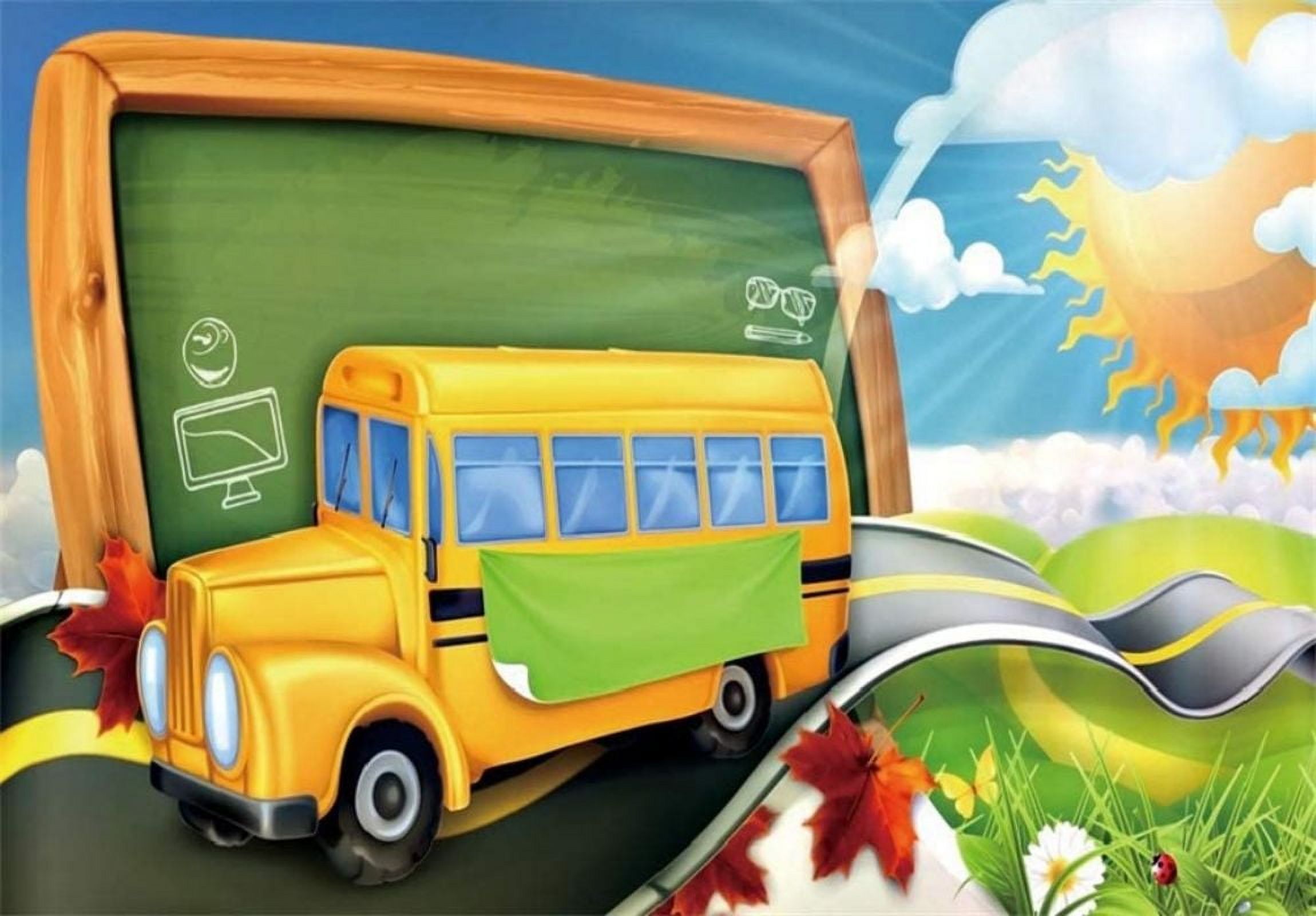 School Bus Yellow Wheels Bus Kindergarten Baby Shower ration Background ...