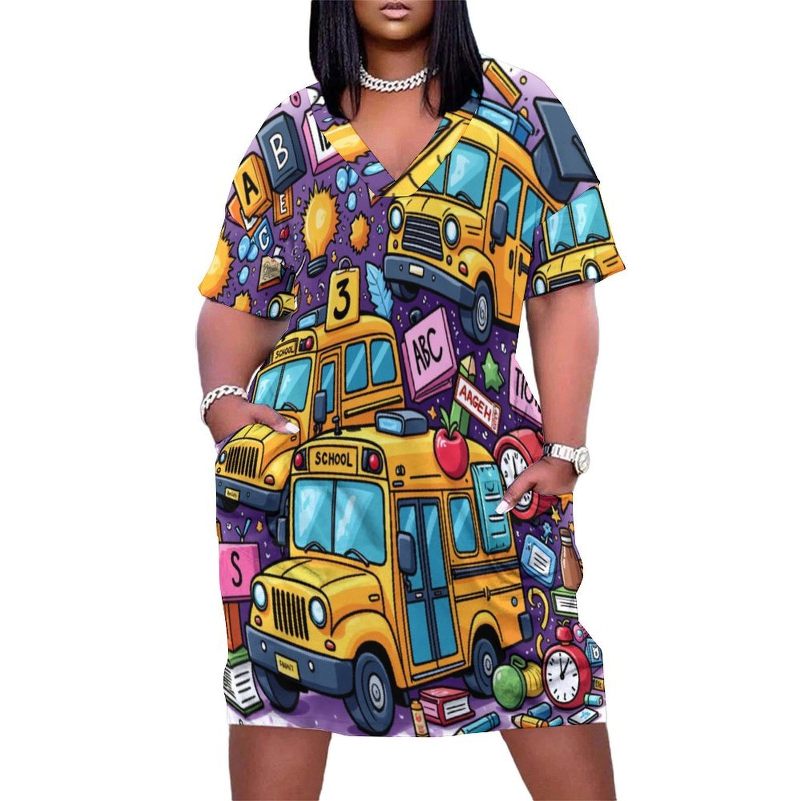 School Buses, Education, Learning, Art Loose Pocket Dress Dresses ...