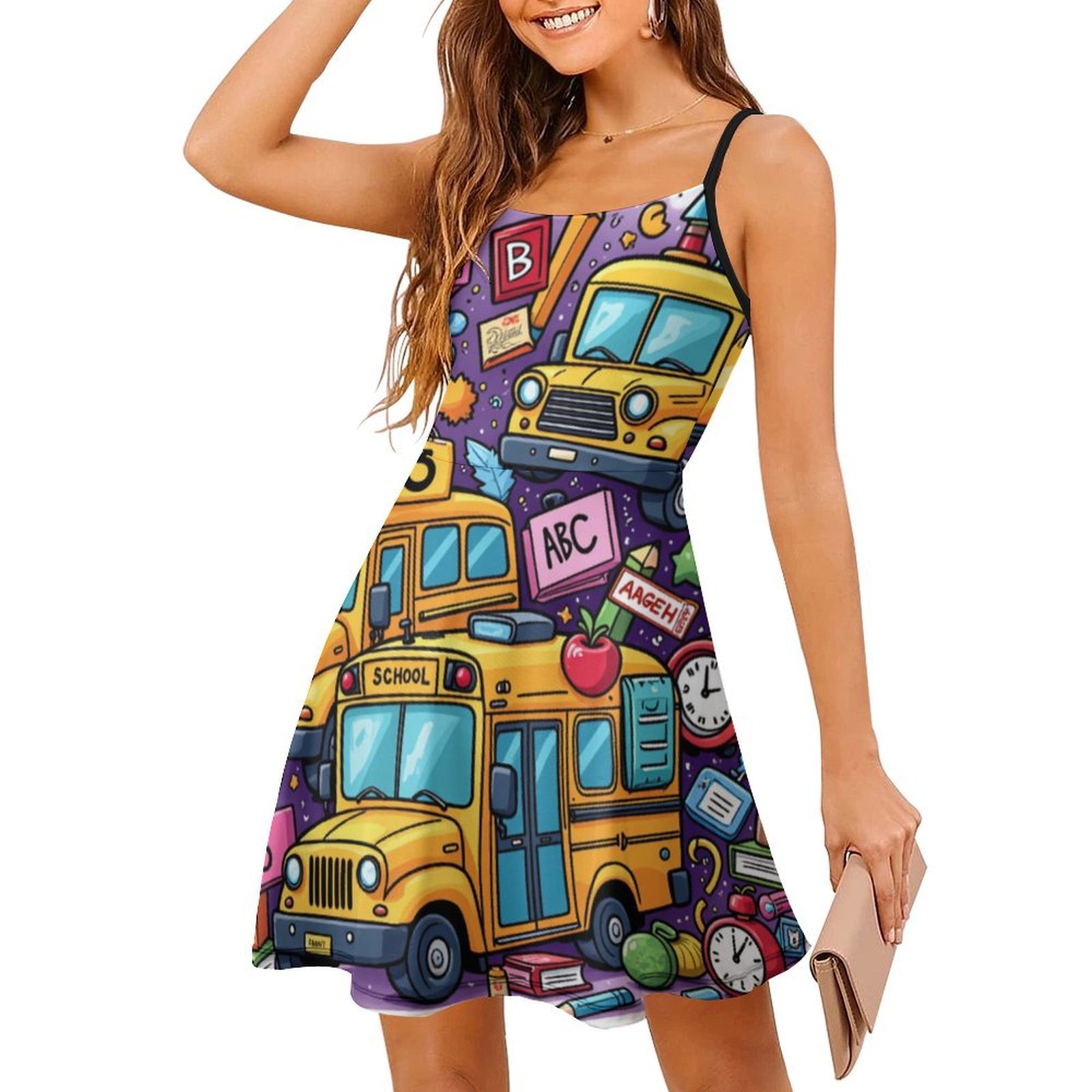School Buses, Education, Learning, Art Sleeveless Dresses Slip Dress ...
