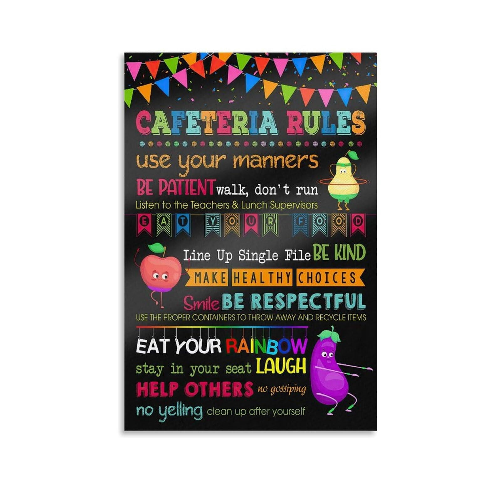 School Cafeteria Rules Poster, Lunchroom School Teacher Sign, School ...