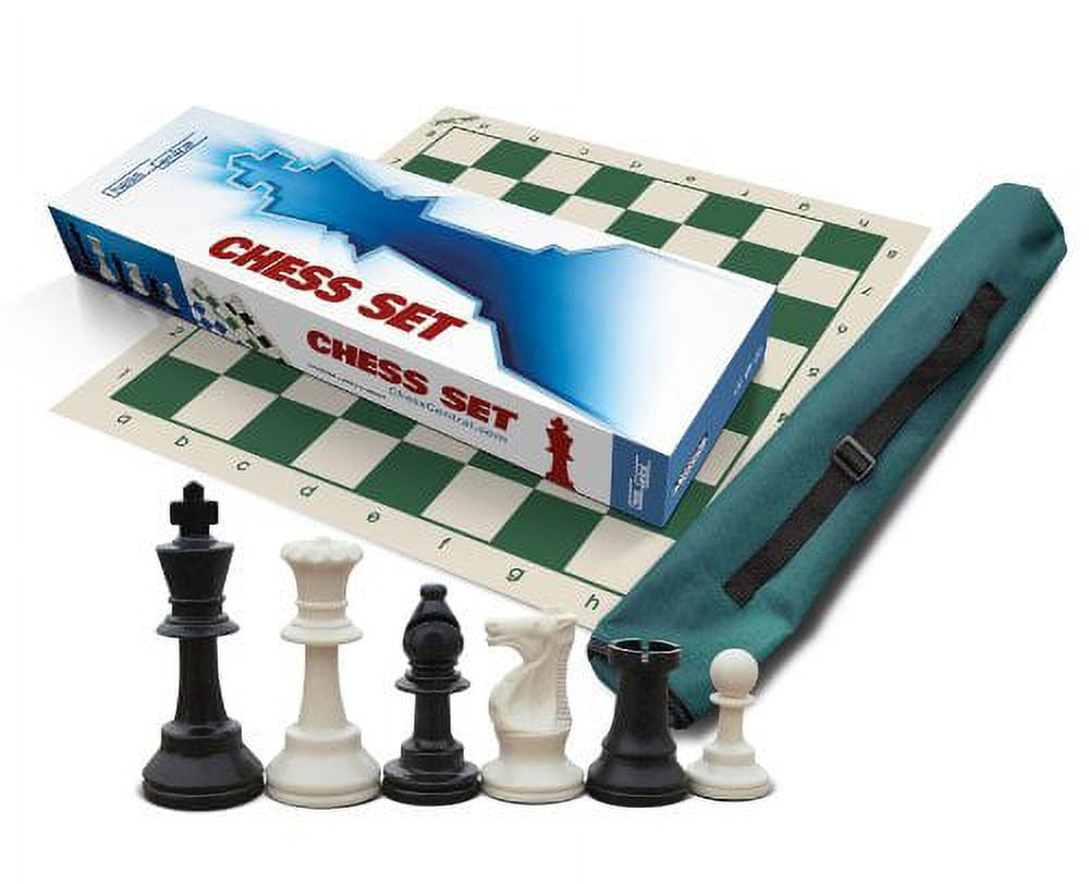School, Club and Tournament Chess Set, 34 White/Black Chess Pieces (2 ...