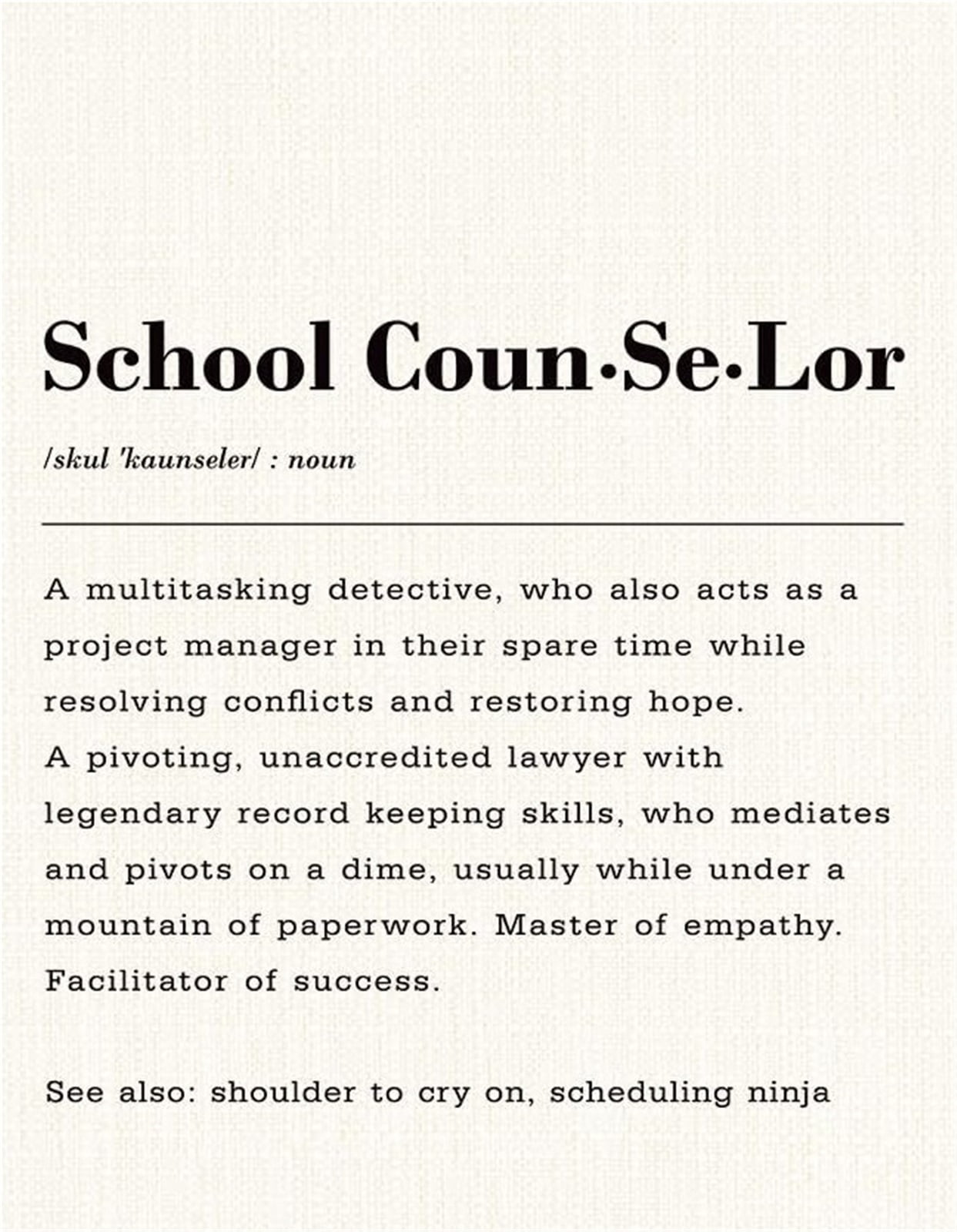 School Counselor Definition Poster Counselor Office Decor, Therapy ...