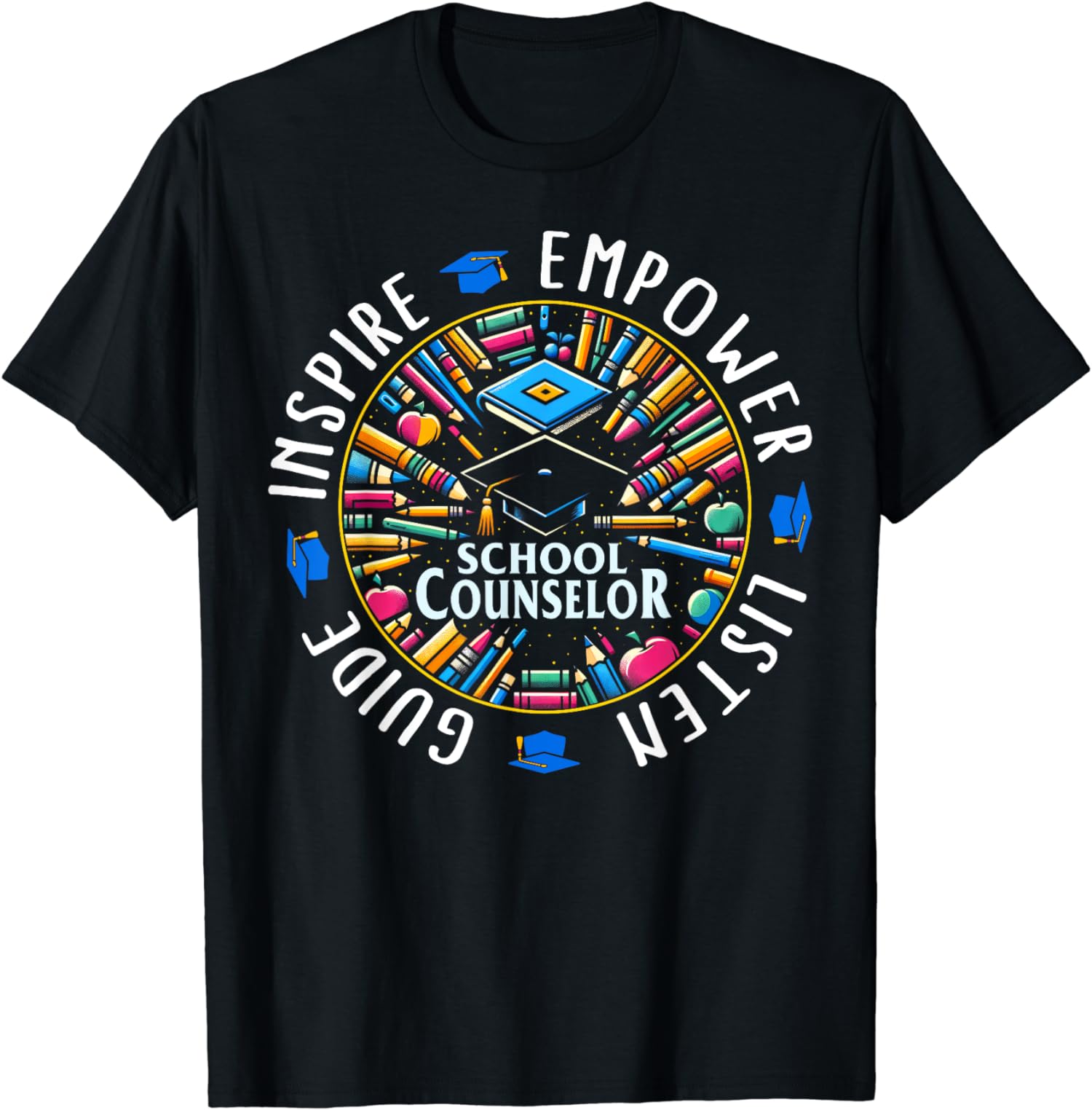 School Counselor Guide Inspire Empower Back To School Counse T-Shirt ...