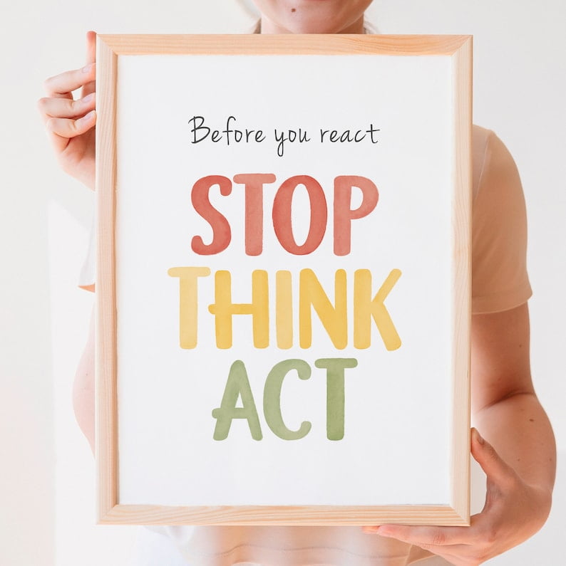 School Counselor Wall Art, Stop Technique, Calming Corner Poster ...