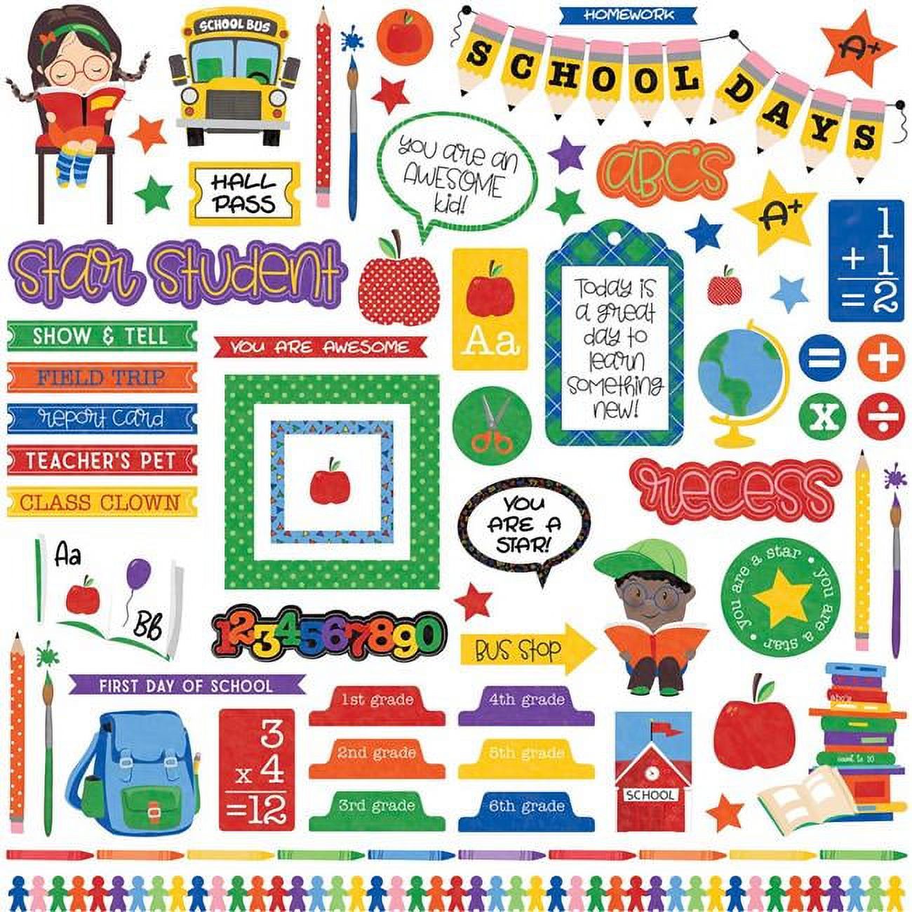 School Days Stickers 12"X12"-Elements - Walmart.com