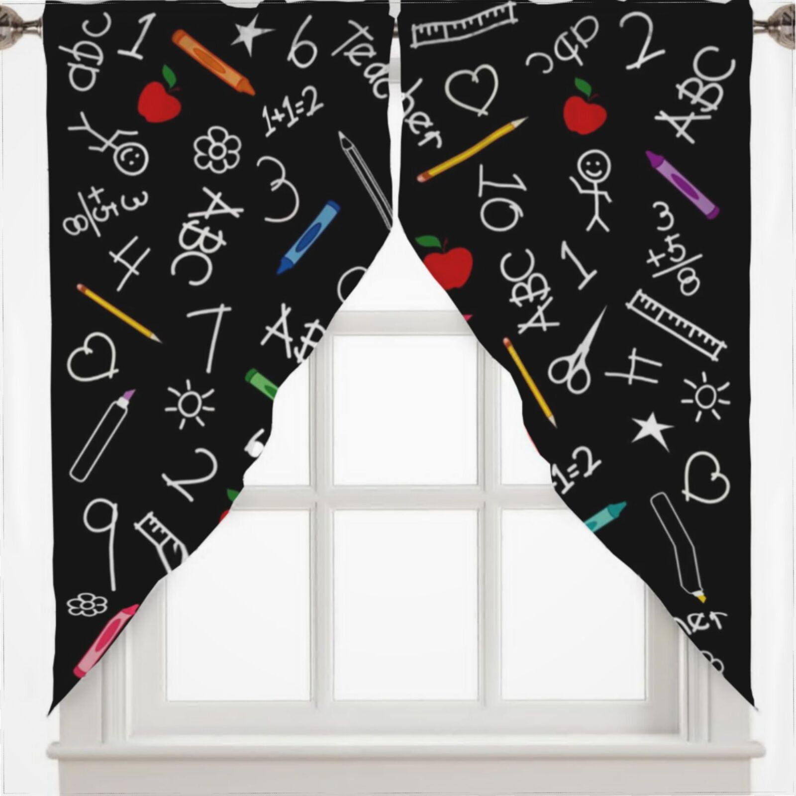 School Education Swag Valances For Windows 2 Pack For Kitchen Living ...