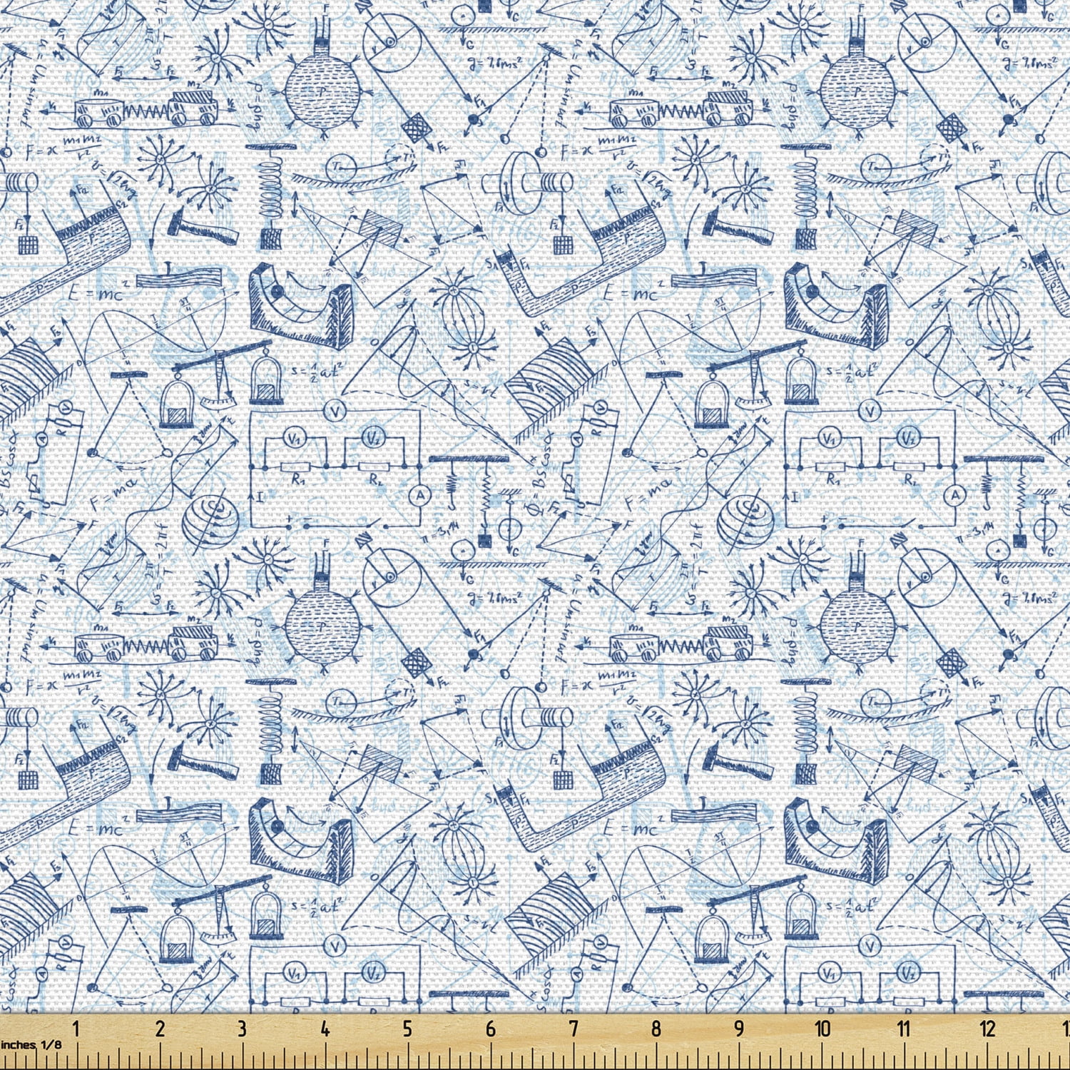 Ambesonne Science Fabric by the Yard Upholstery, Physics Themed Drawing ...