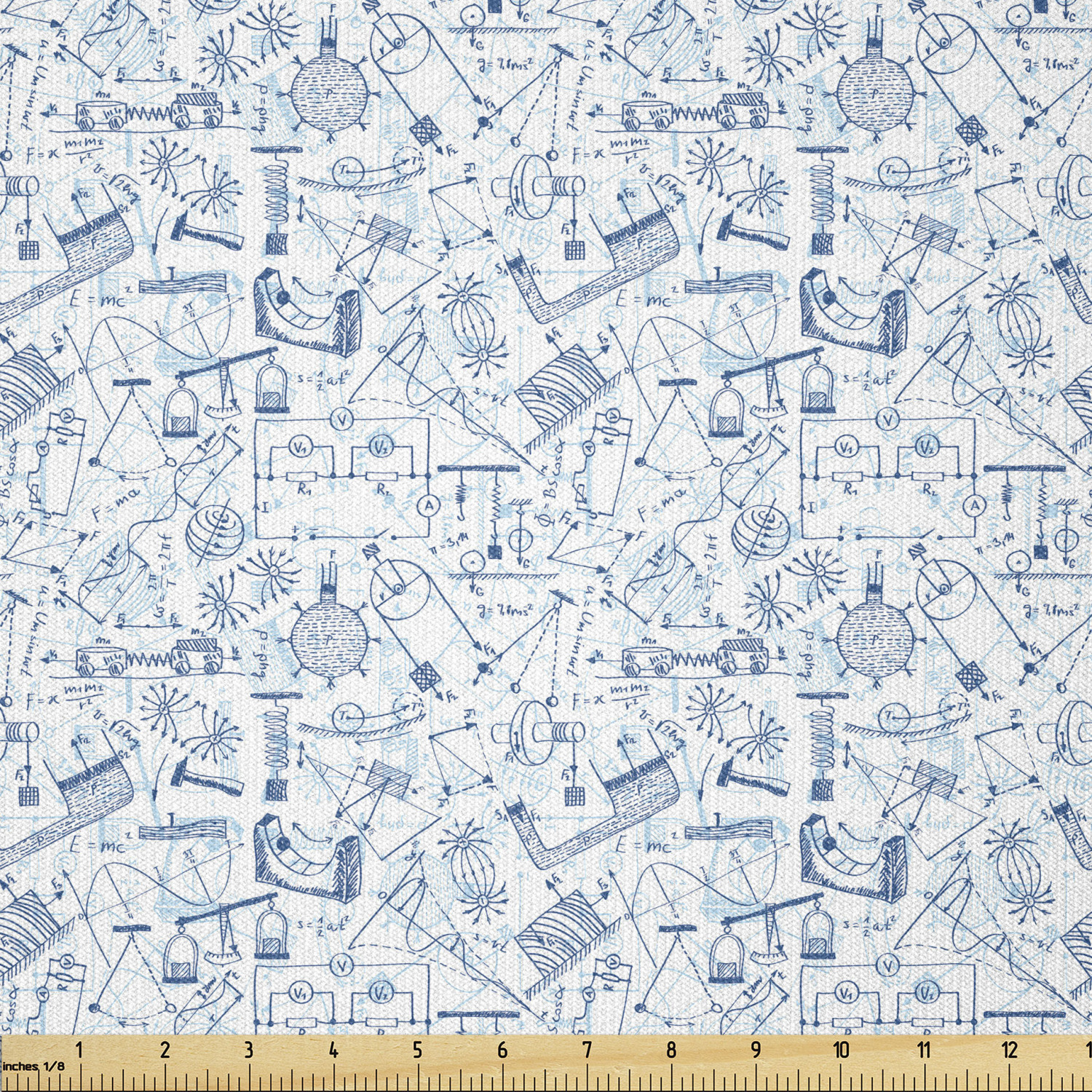 School Fabric by The Yard, Physics Themed Drawing a Pattern of Formulas ...