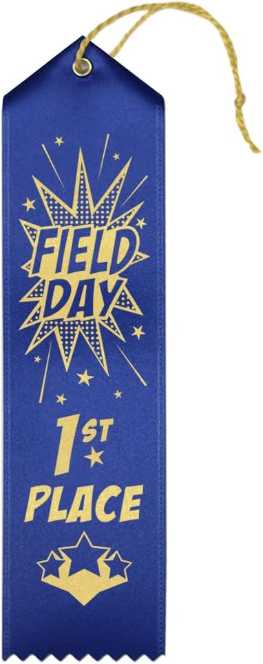 School Field Day 1st Place Ribbons – 100 Blue Ribbons with Card ...
