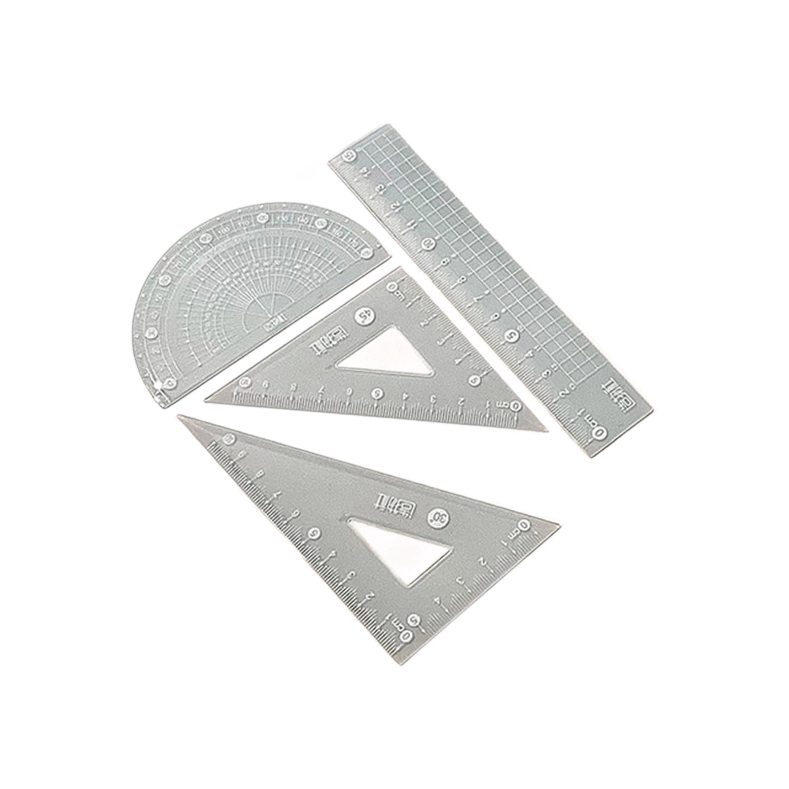 School Geometry Tools Set with Plastics Ruler, Protractor, Set Square ...