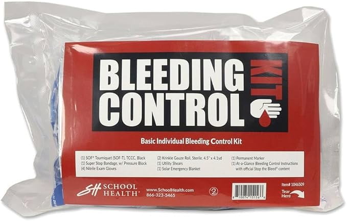 School Health - Basic Individual Bleeding Control Kit, Survival Kit for ...