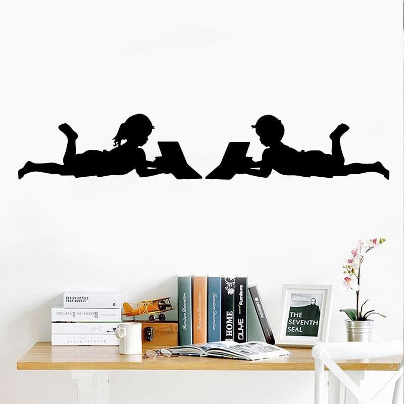 School Library Reading Book Wall Sticker Classroom Novel Girl Boy ...