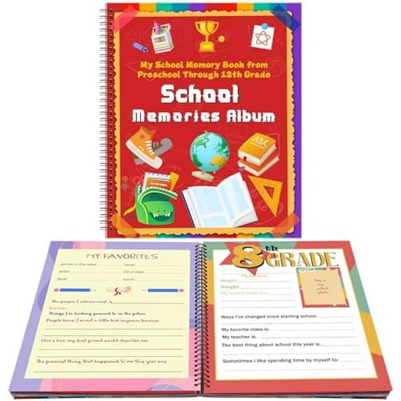 School Memory Book Photo Album for Kids, School Years Keepsake Book ...