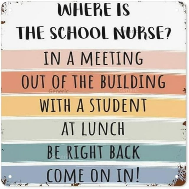 School Nurse Door Sign Where is The School Nurse Office Decor Art Metal ...