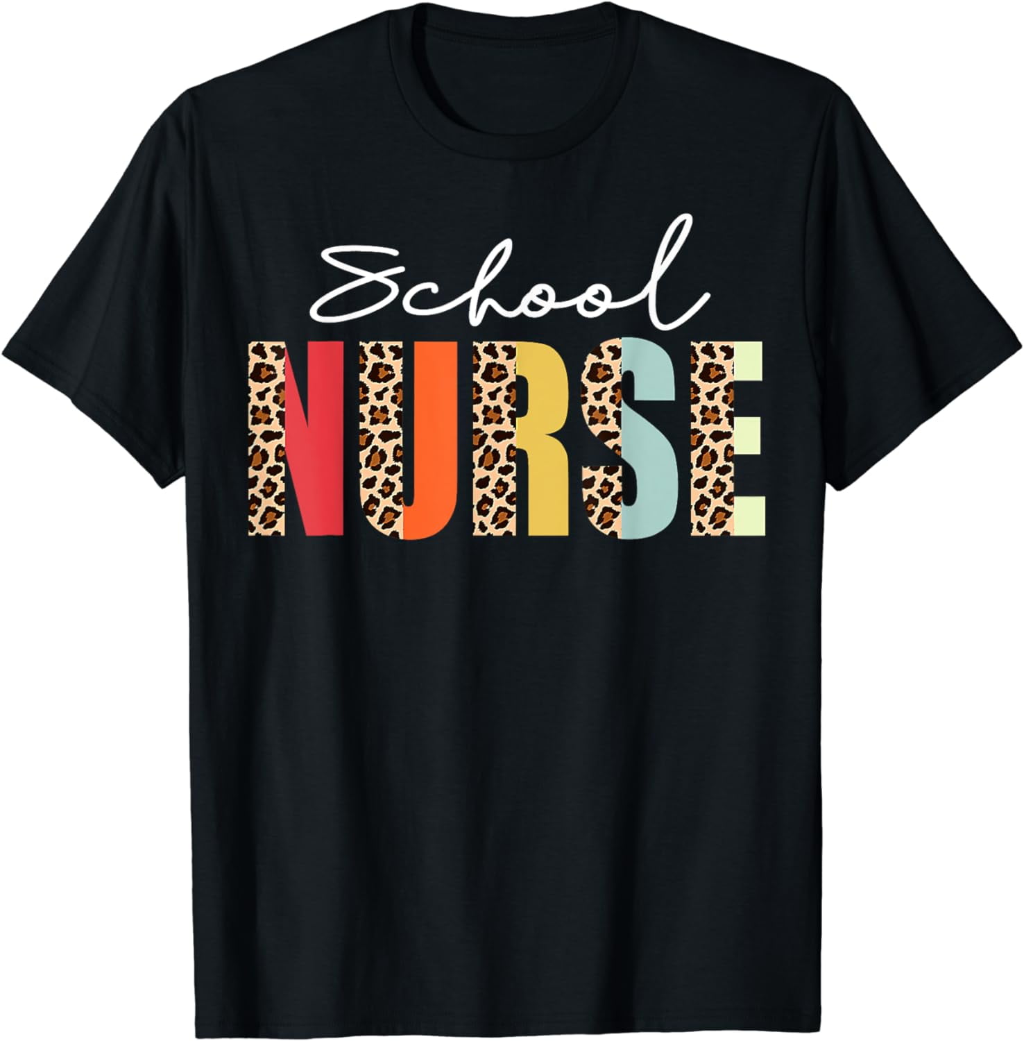 School Nurse Leopard Print Nursing 100th Day Of School T-Shirt ...