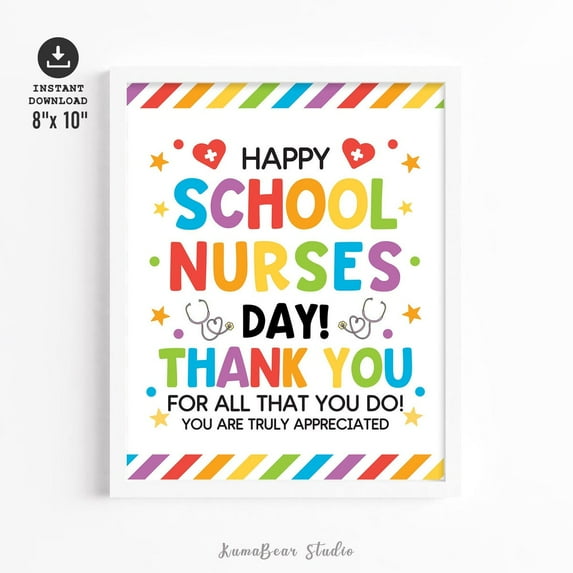 School Nurses Day Sign Printable, School Nurse Appreciation Printable ...