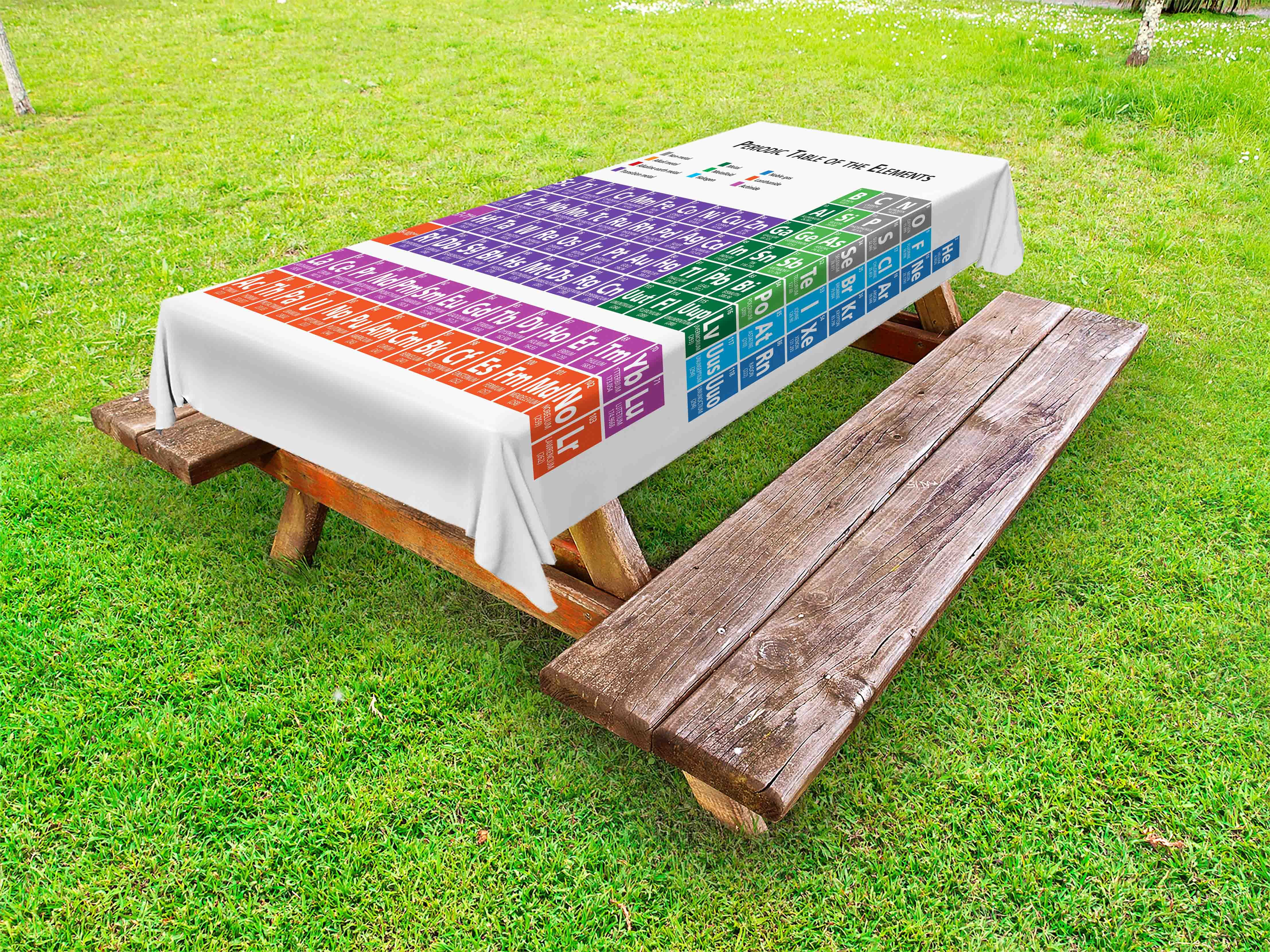 School Outdoor Tablecloth, Periodic Table of Elements Design Colorful ...