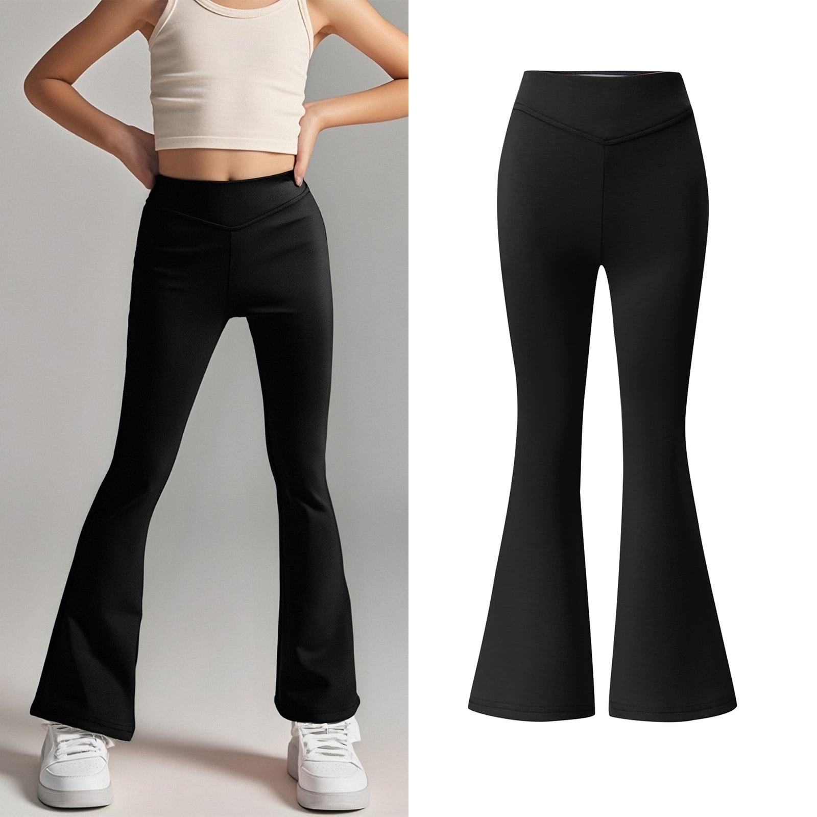 School Pants for Girls Skinny Fit Kids Dress Pants with Pockets Flare ...