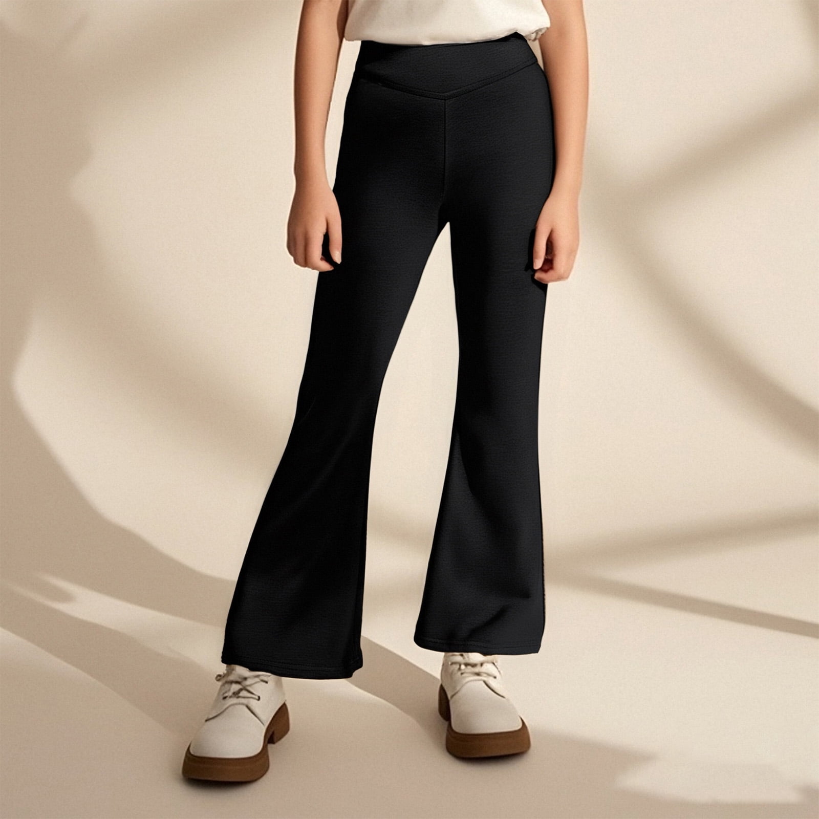 School Pants for Girls Skinny Fit Stretch Pants with Pockets Flare Leg ...
