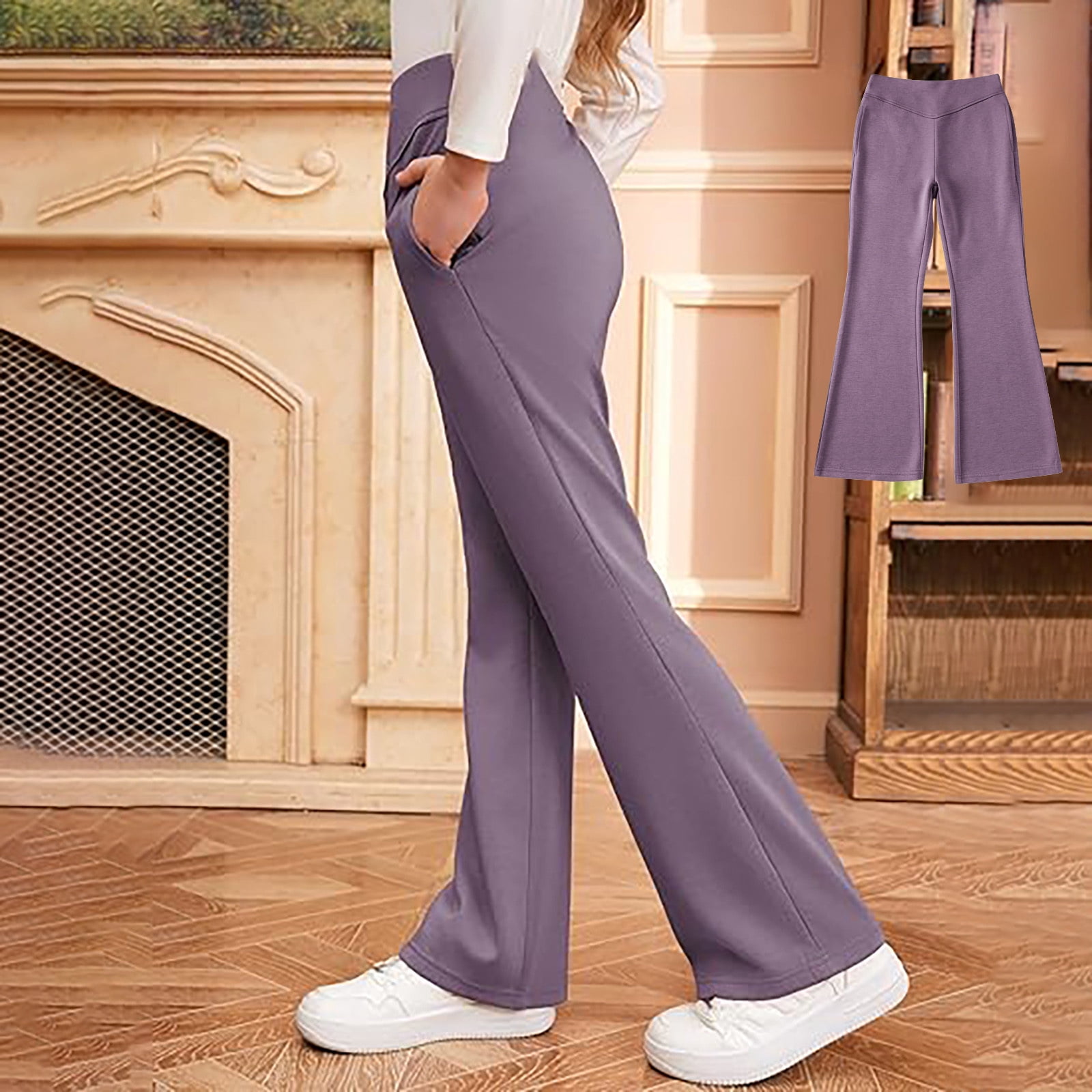 School Pants for Girls Skinny Pants Stretch Pants With Pockets Flare ...