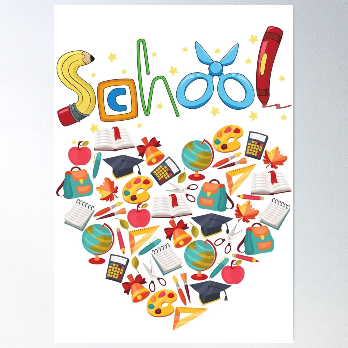 School Poster Wall Art, Modern Wall Decor For Living Room Bedroom ...