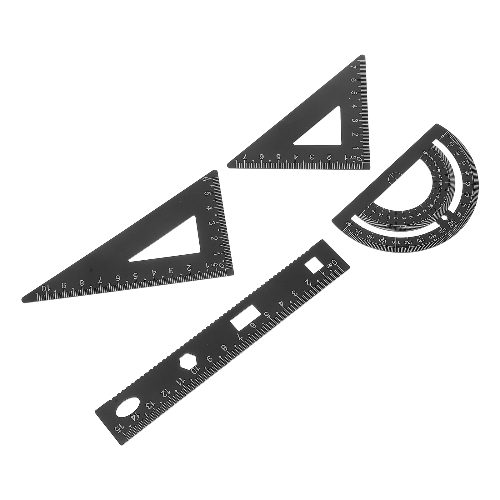 School Protractor Set Architectural Scale Ruler Metal Pupils Students ...