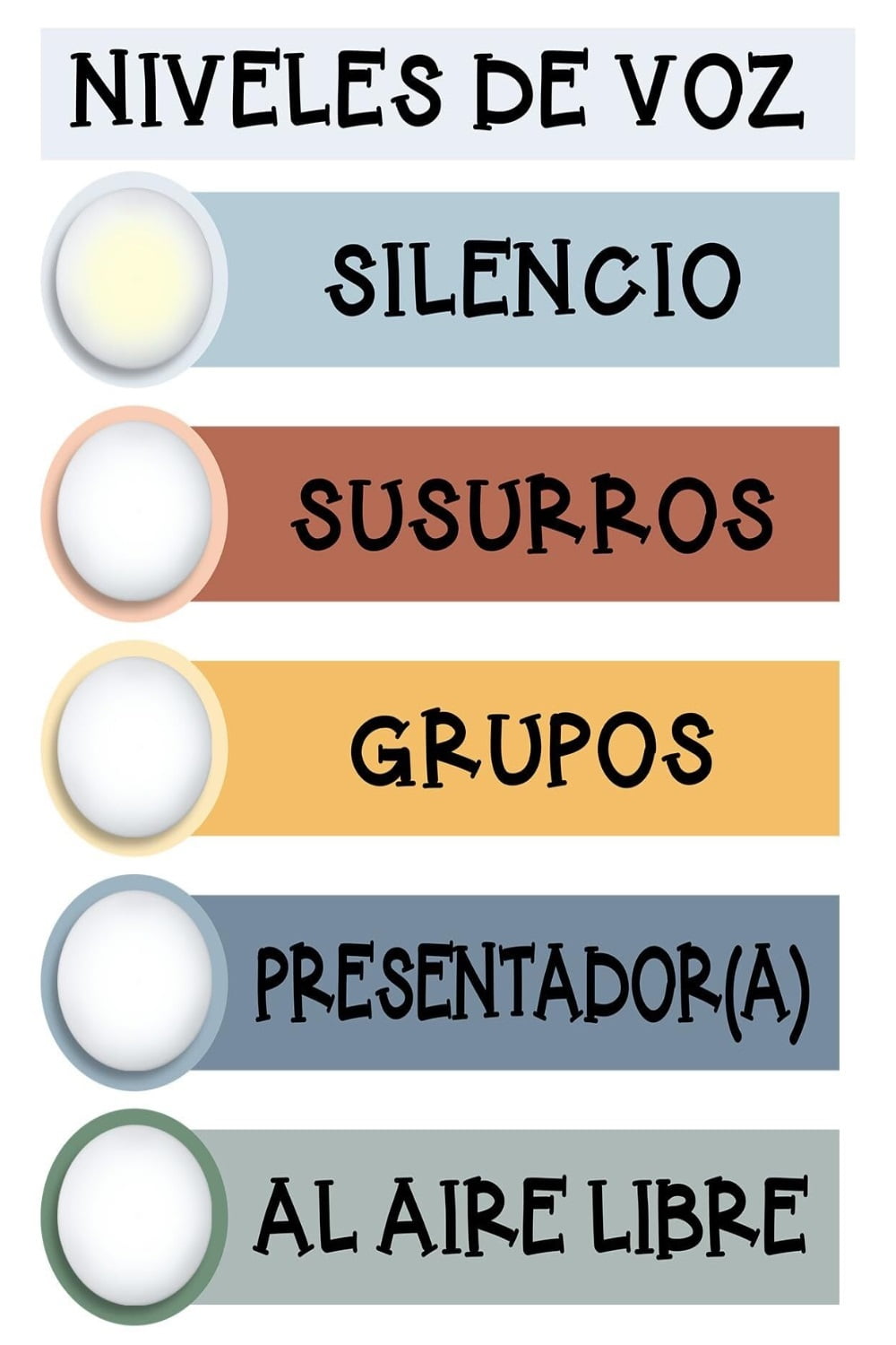 School Push Light And Voice Level Poster LED Tap Light Voice Chart Battery Operated Button ...