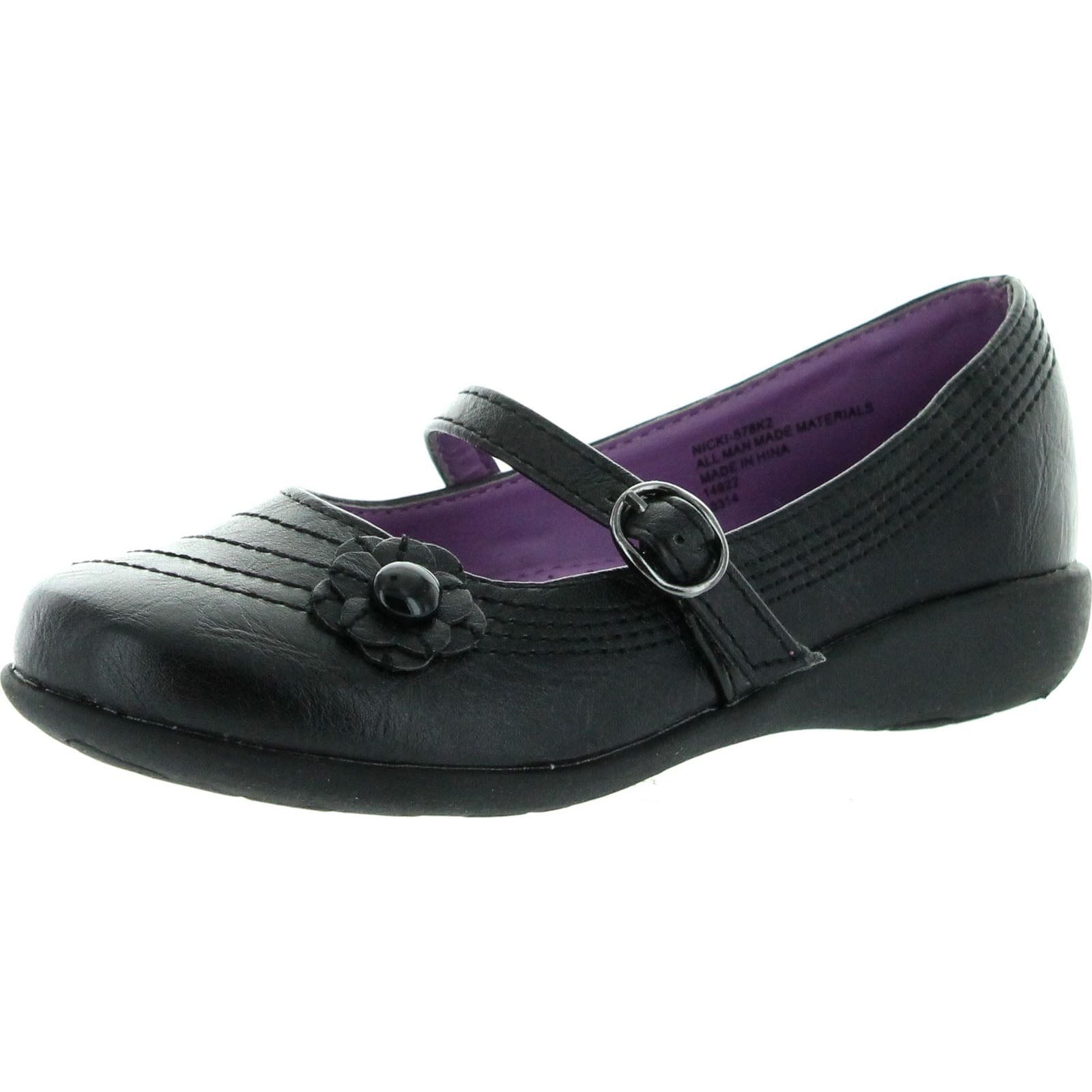 School Rider Girls Nicki-578K Flower Decor Mary Jane Strap School ...