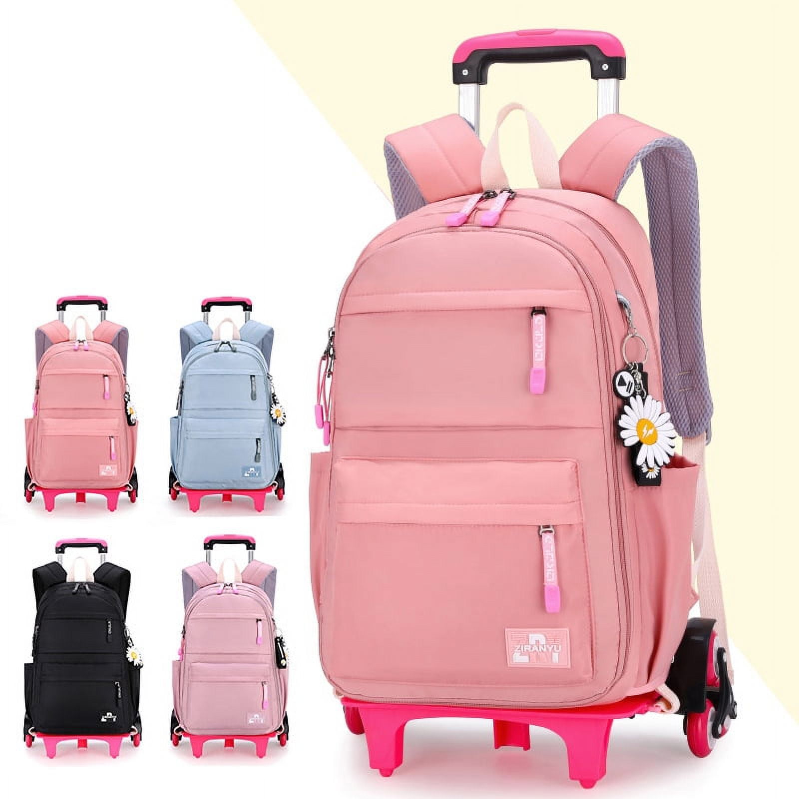School Rolling Backpack For Teenagers Girl kids Trolley School Bag With ...
