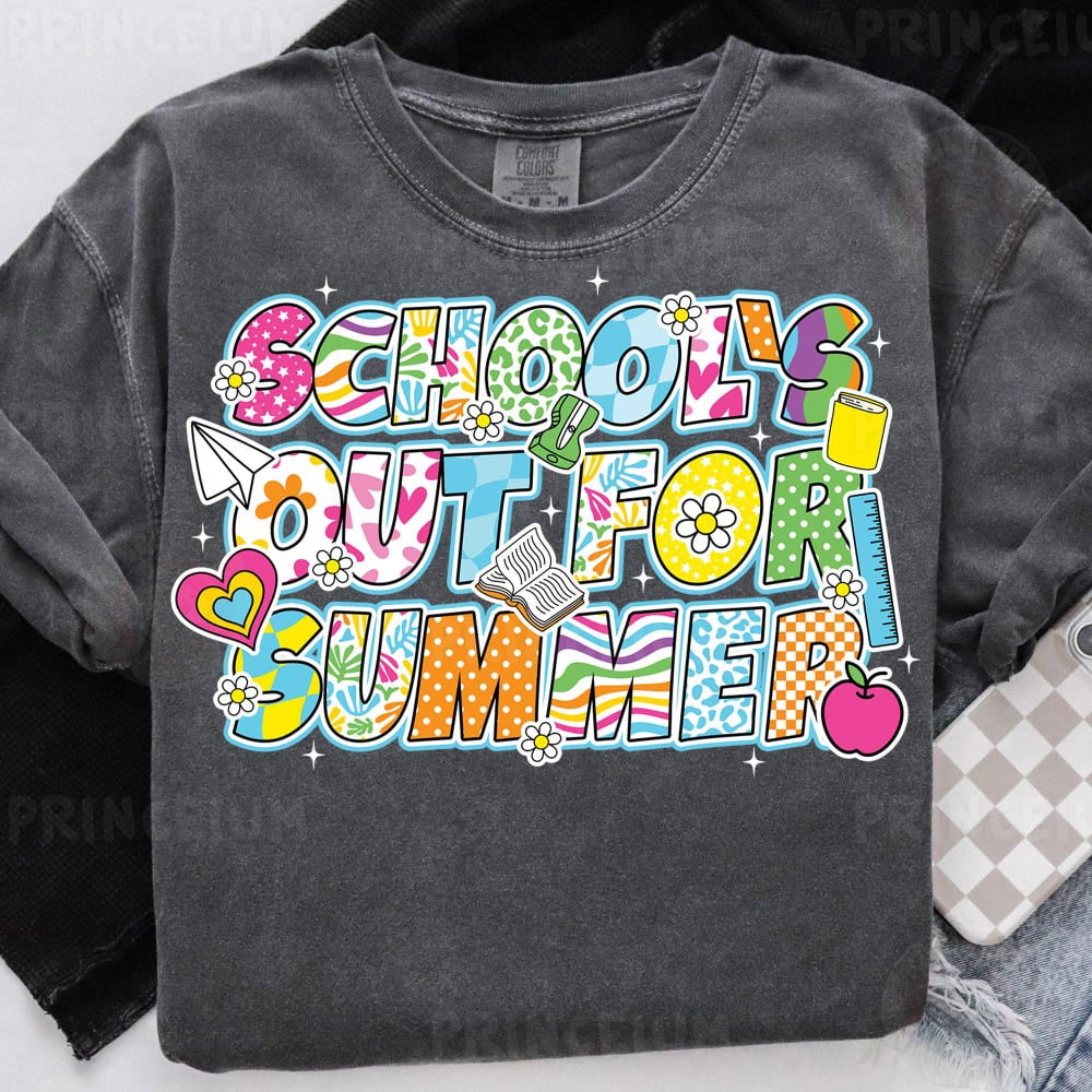 School'S Out For Summer Shirt, Teacher Shirt, Colorful Retro, End Of ...