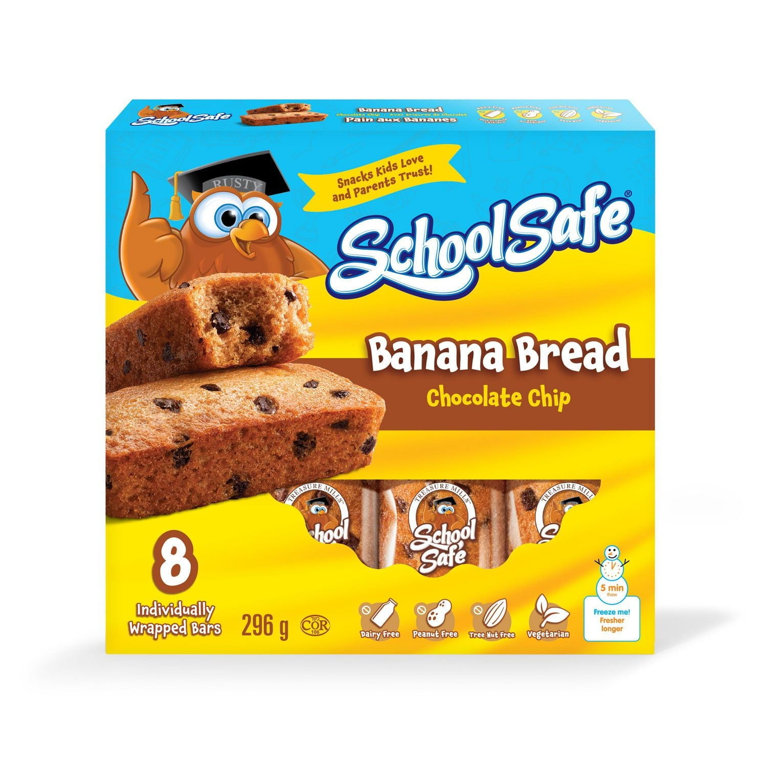 School Safe Chocolate Chip Banana Bread Bars, 8ct., 296g/10.4 oz ...