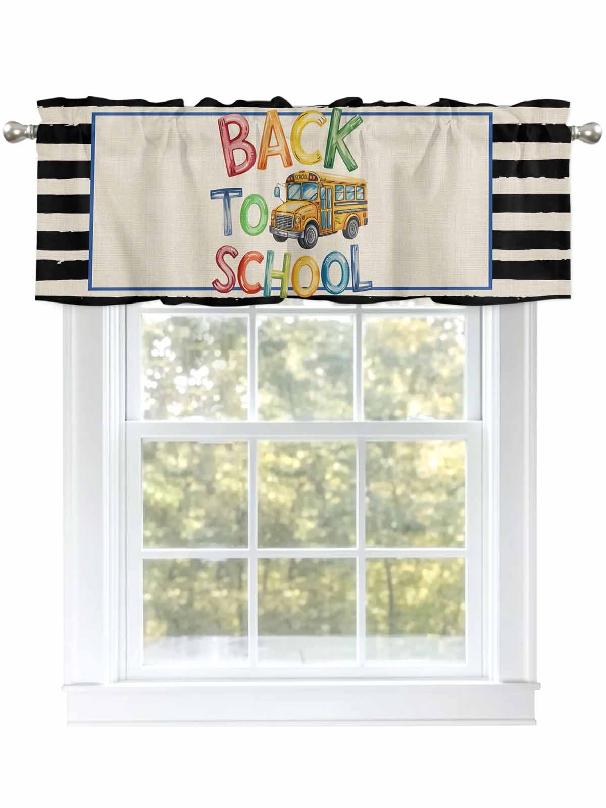 School Season Window Valances for Kitchen, School Truck Vintage Buffalo ...