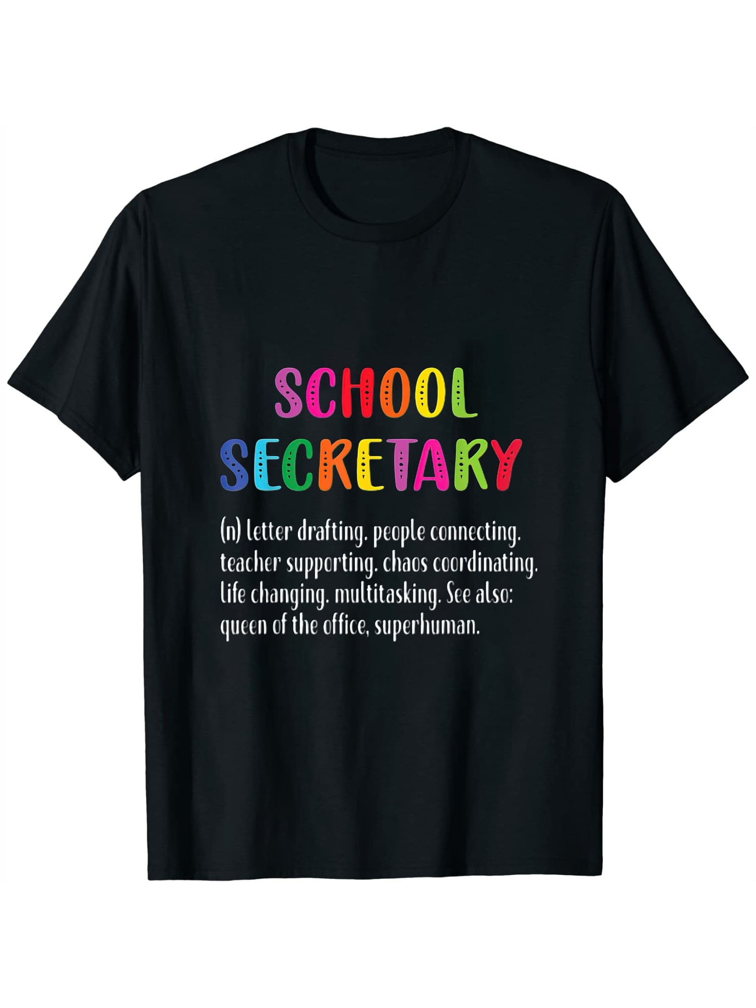 School Secretary Squad Crew Neck T-Shirt - Knit Fabric, Casual Style ...