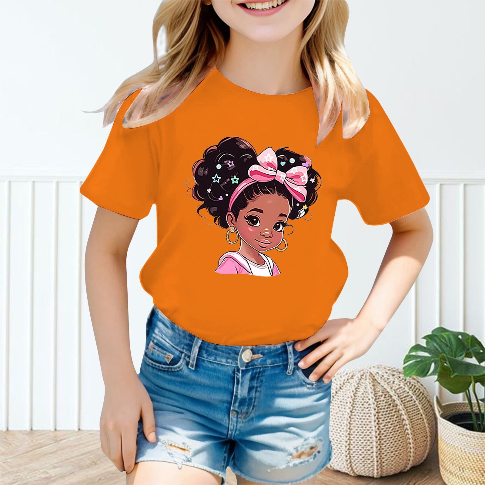 School Shirts for Girls Size 12 Slim-Fit Tractor Printing O-Neck Soft ...
