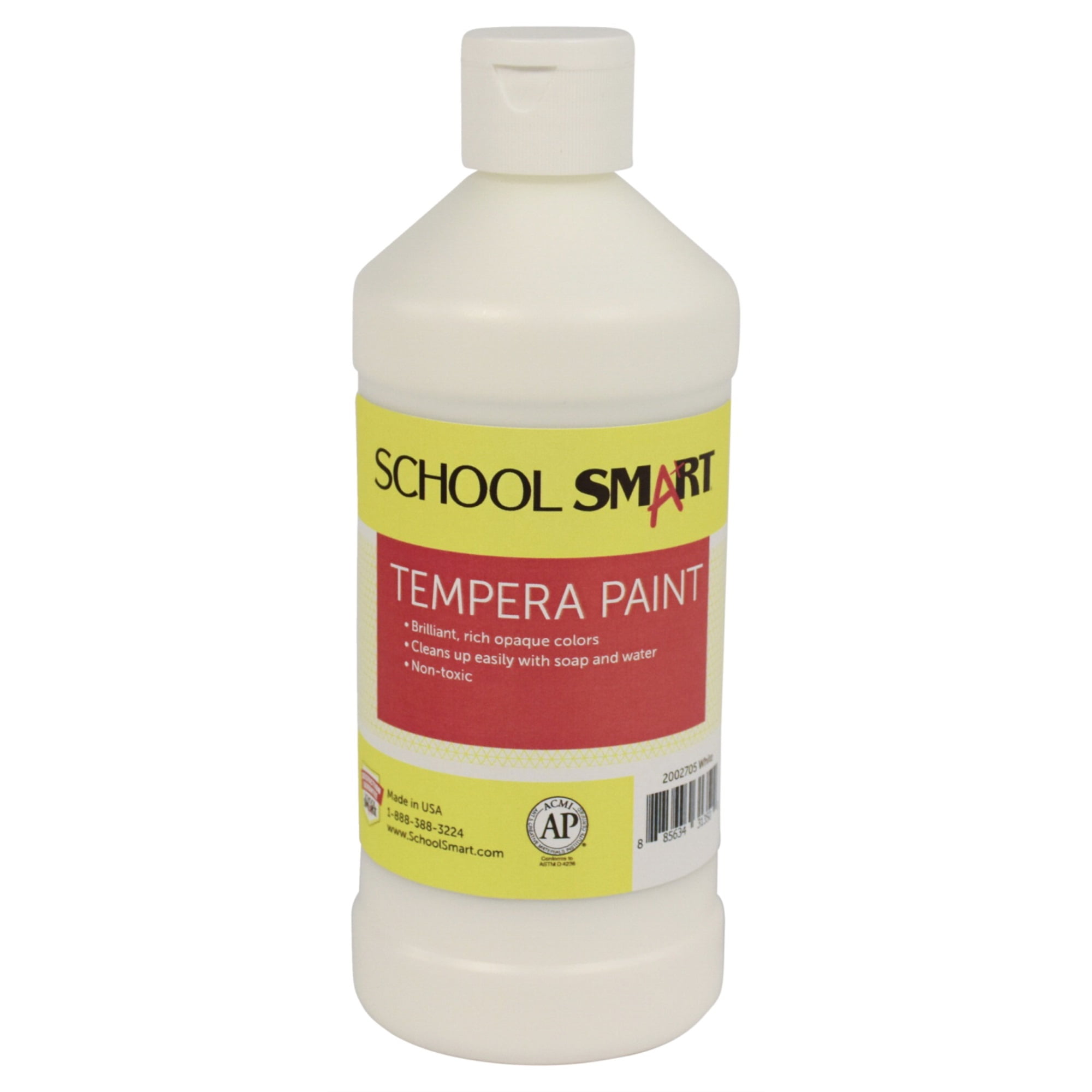 School Smart 2002705 1 Pint Tempera Paint, White - Walmart.com