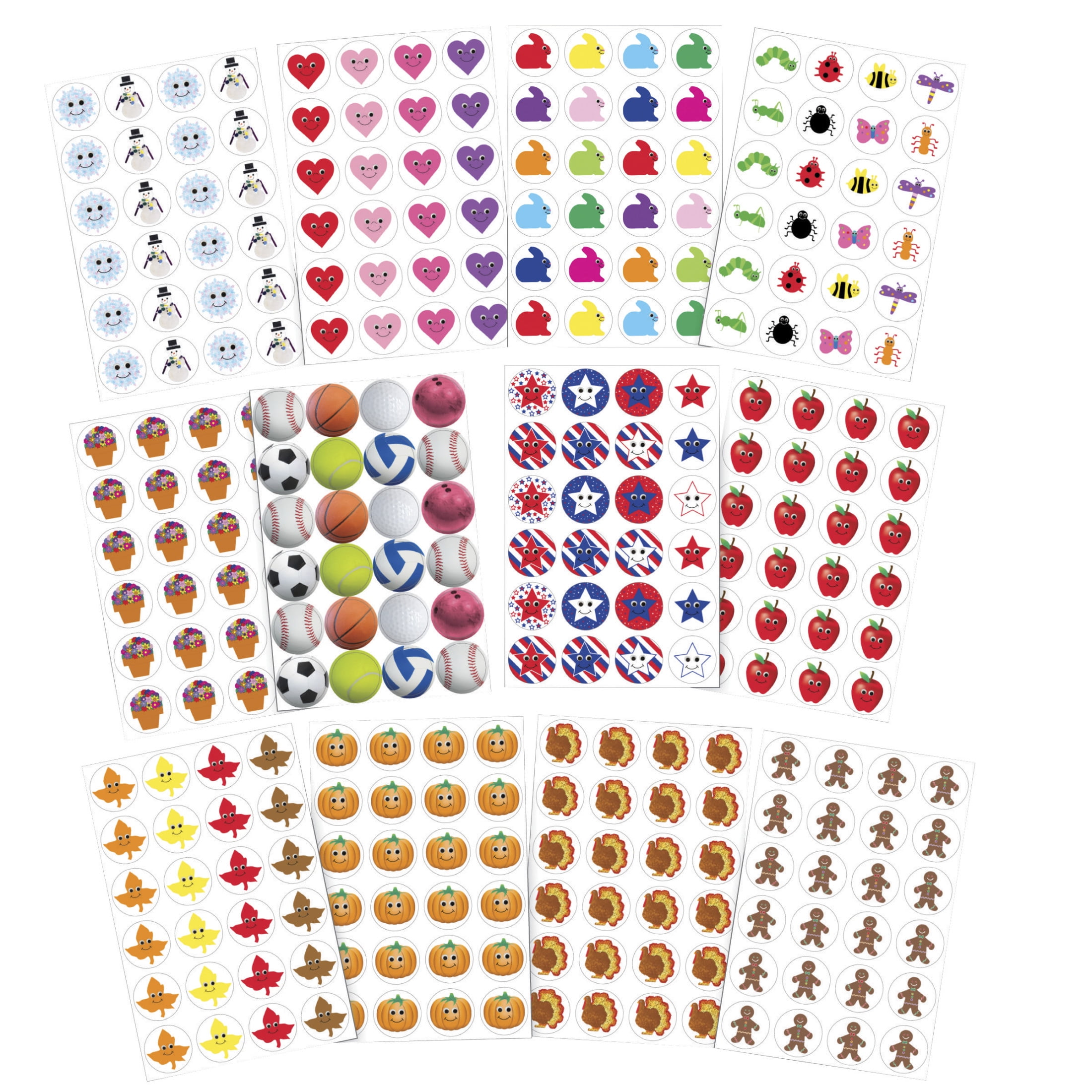 Assorted Seasonal Stickers, 60 Sheets, Pack of 1440 - Walmart.com