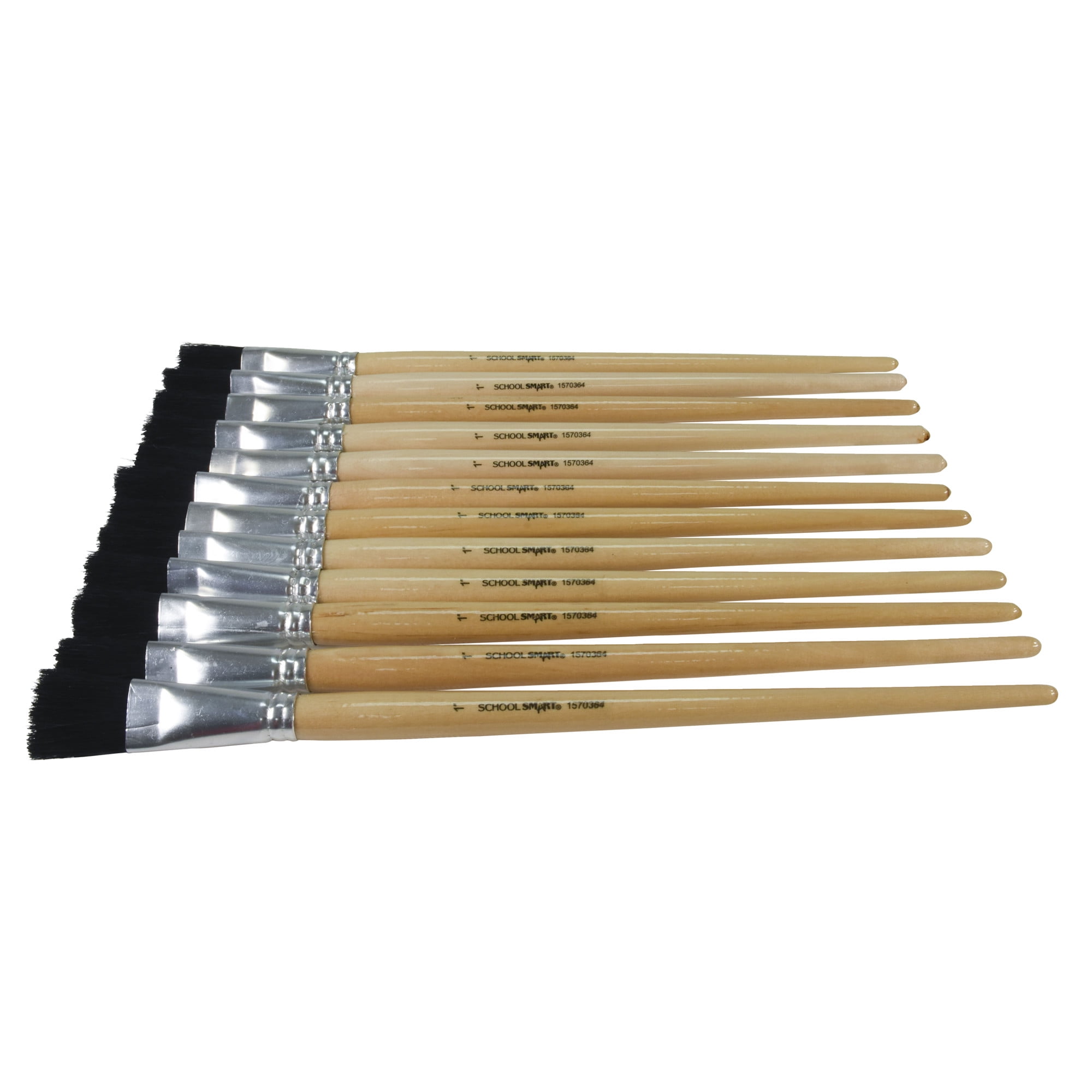 School Smart Black Bristle Paint Brushes, Long Handle, 1 Inch, Set of ...