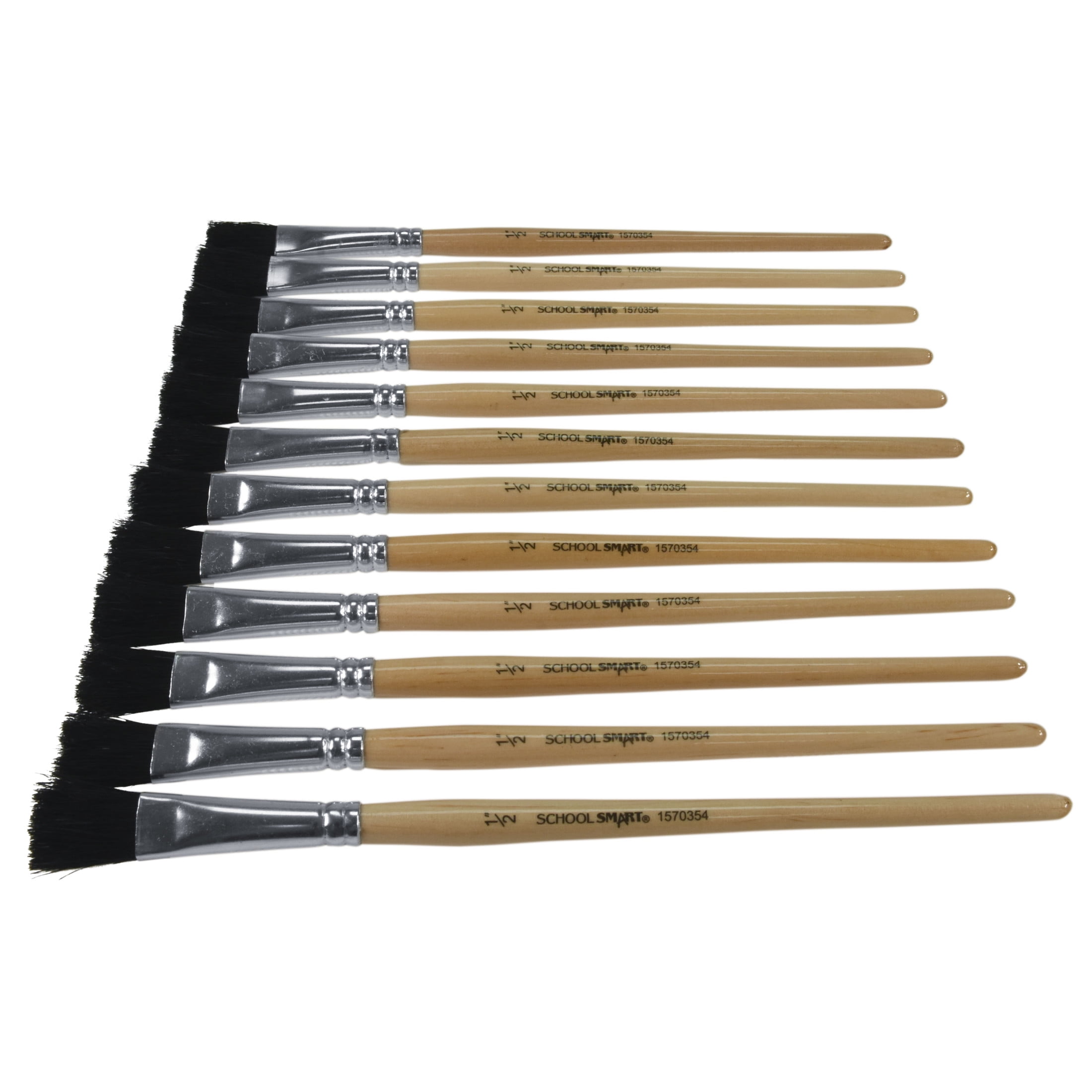 Black Bristle Paint Brushes, Short Handle, 1/2 Inch, Set of 12 ...