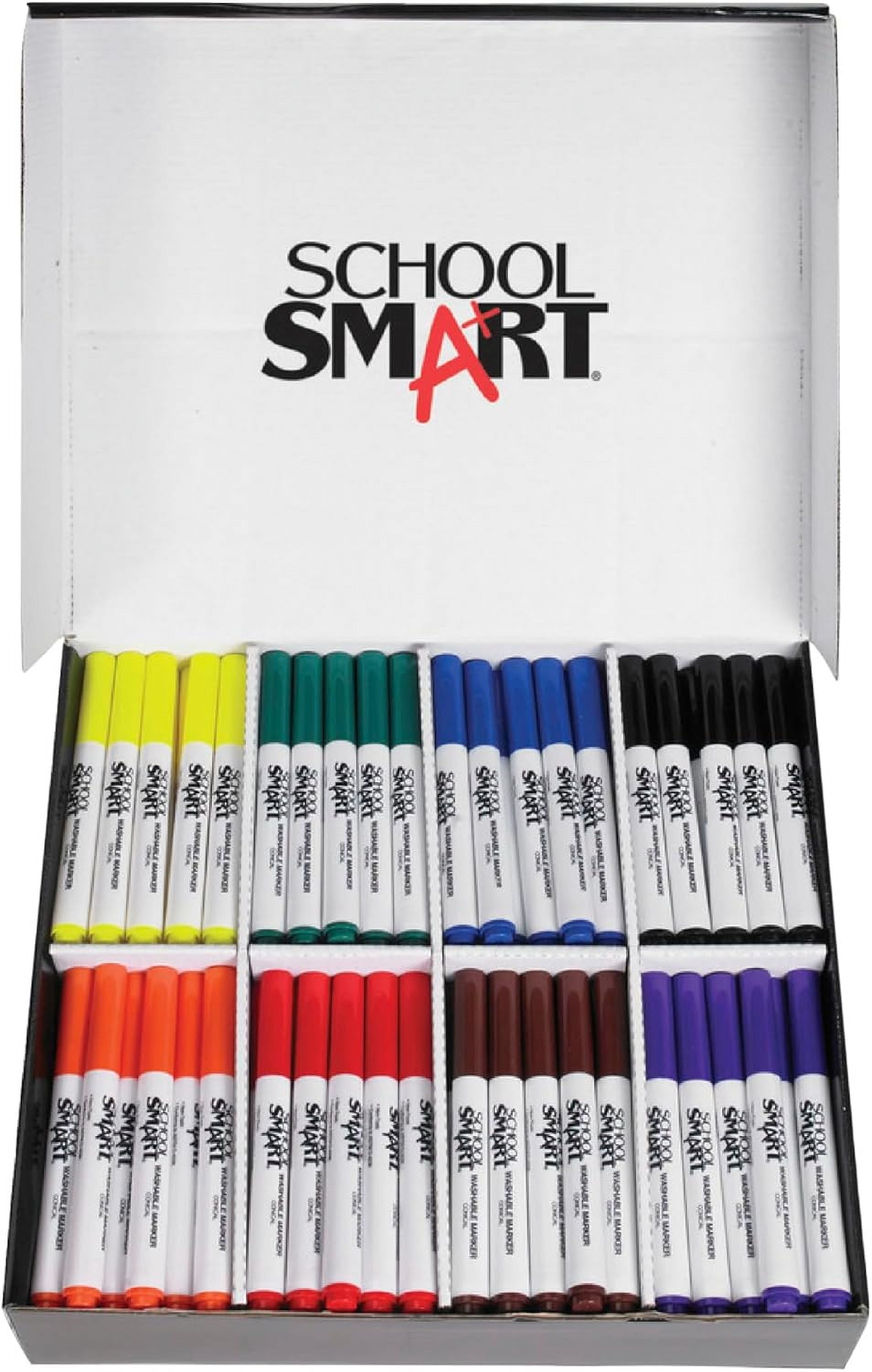 School Smart Conical Tip Washable Markers Classroom Pack for School ...