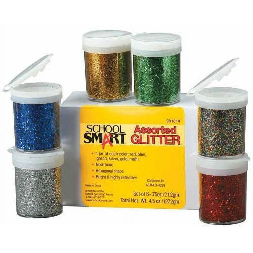 School Smart Craft Glitter with Shaker Tops, 3/4 oz, Assorted Colors ...