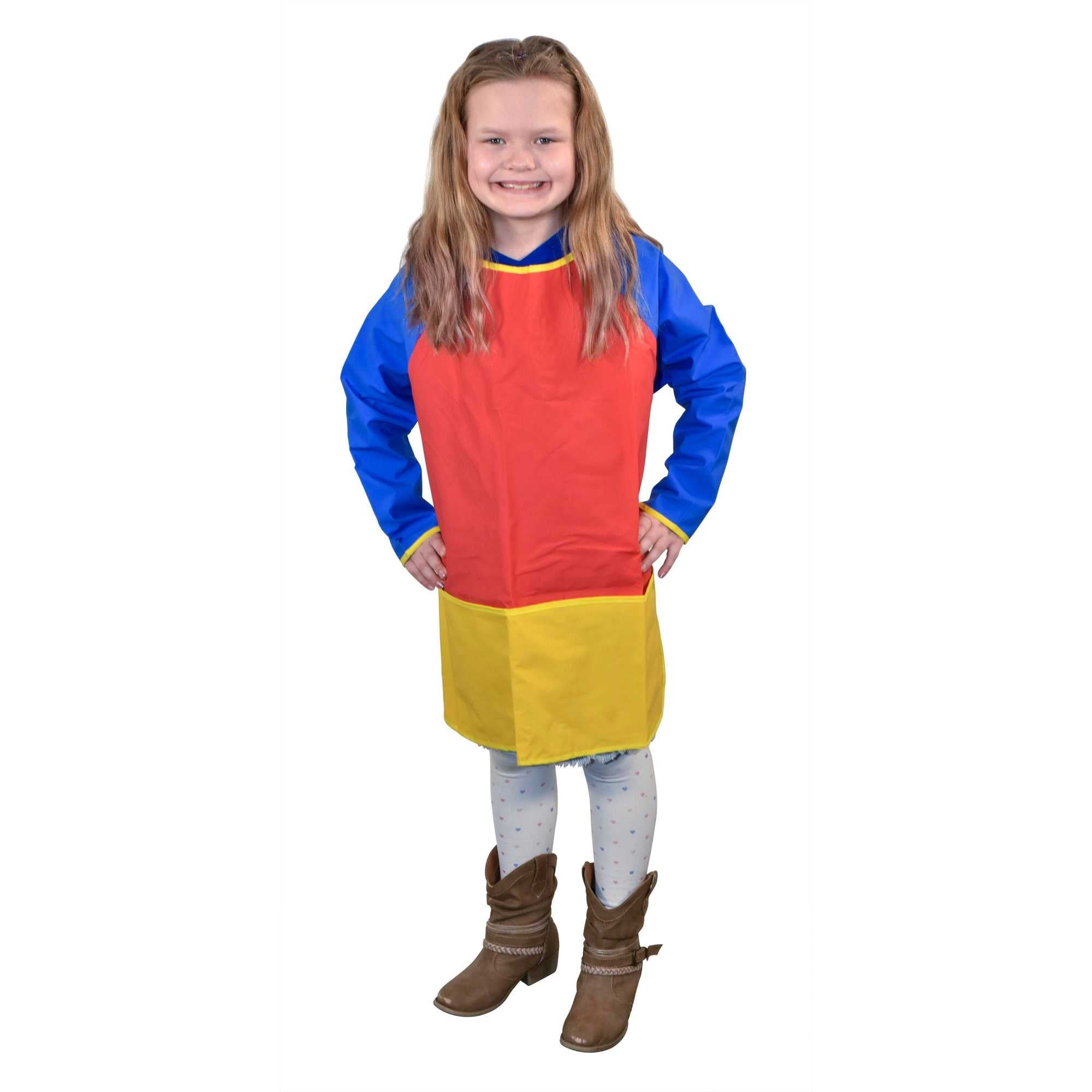 School Smart Kid's Vinyl Smock with Sleeves, Full Protection, 25 x 22 ...