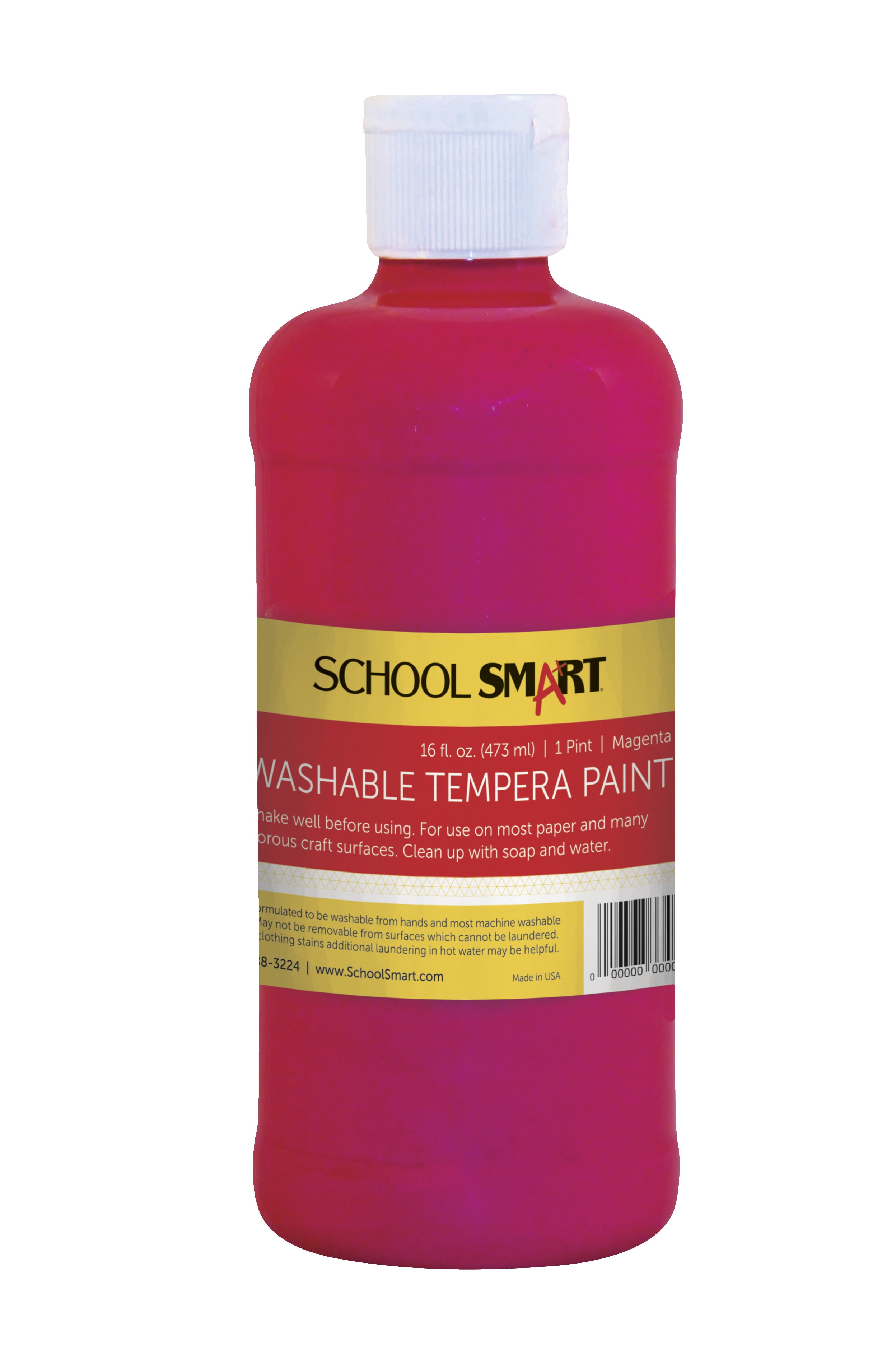 School Smart Non-Toxic Washable Tempera Paint, 1 pt Plastic Bottle ...