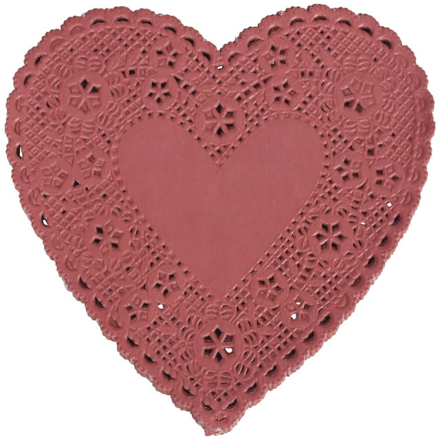 School Smart Paper Die-Cut Heart Lace Doily, 6 Inches, Red, Pack of 100 ...