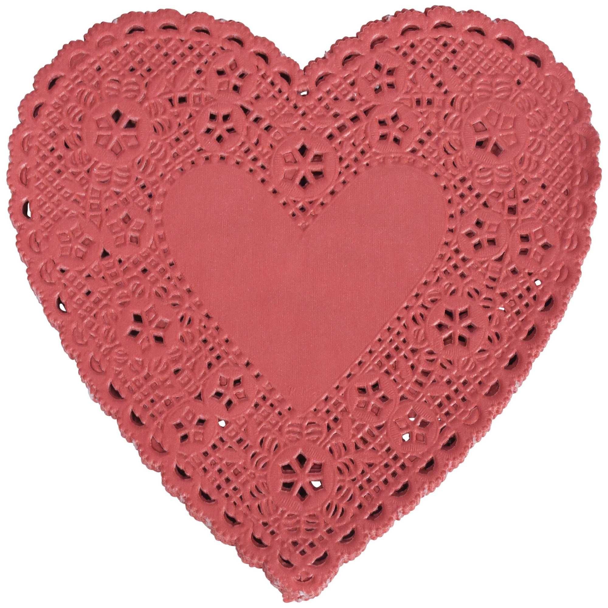 School Smart Paper Die-Cut Heart Lace Doily, 6 Inches, Red, Pack of 100 ...