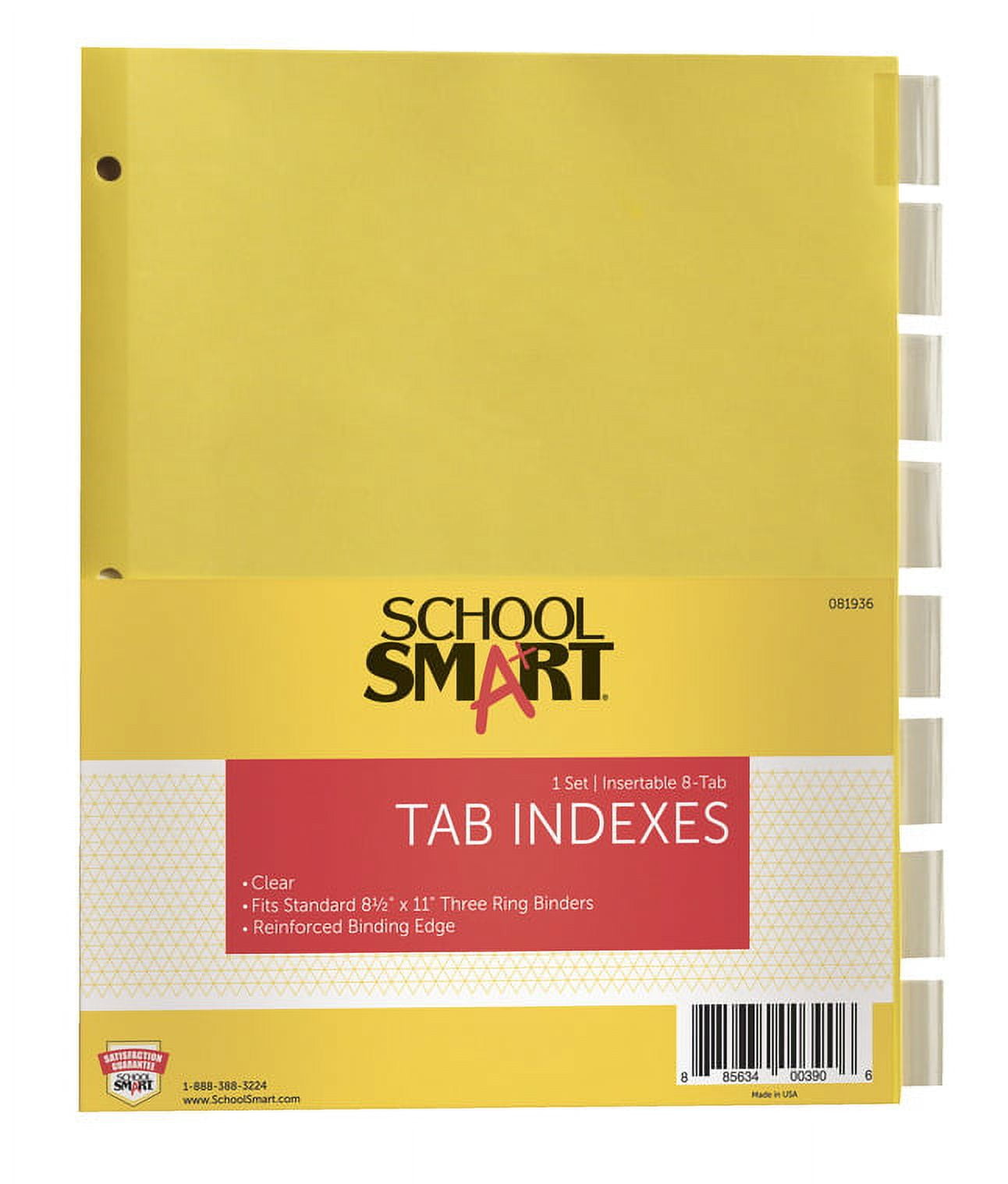 School Smart Paper Plastic Heavy Duty Insertable Reinforced Index 8-Tab ...