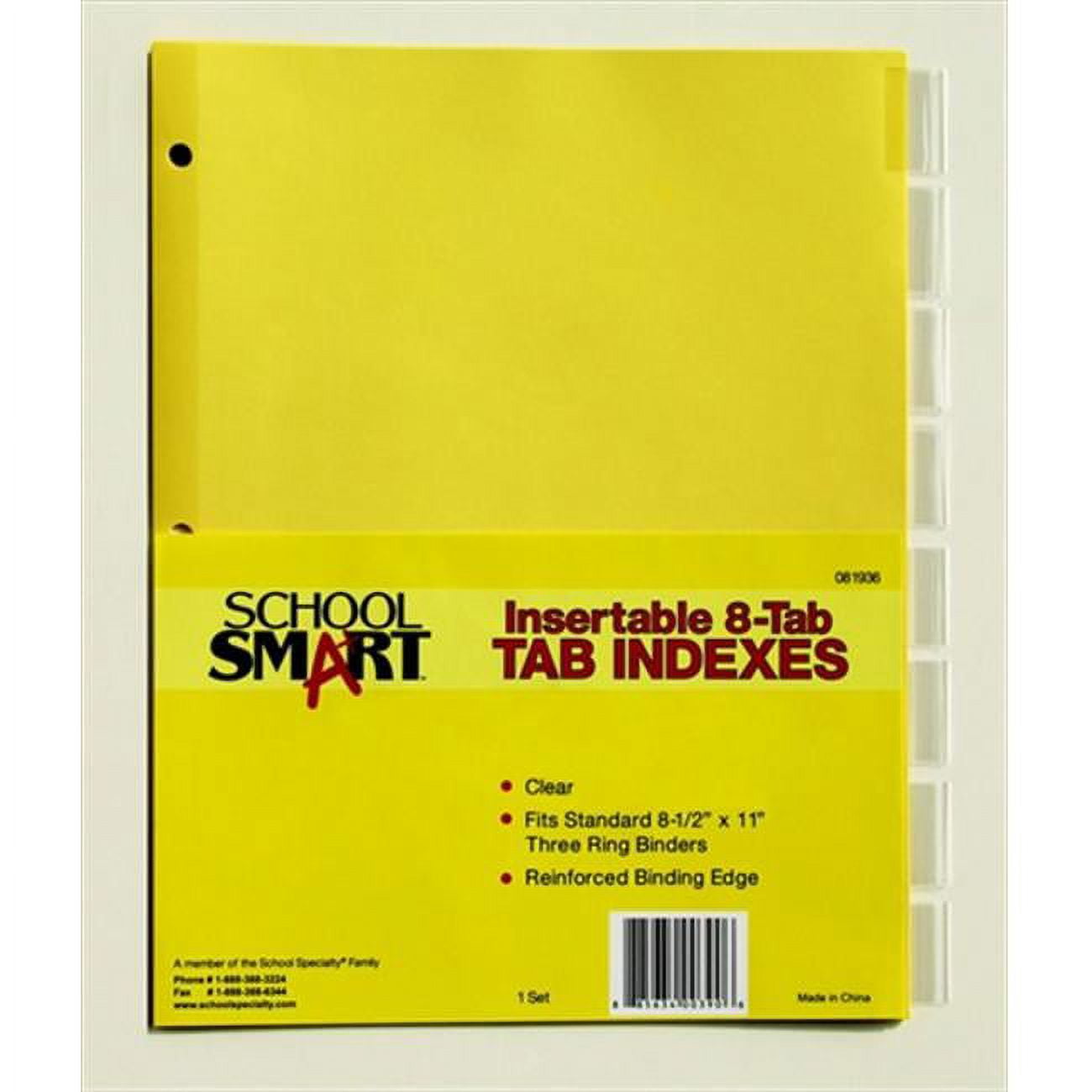 School Smart Paper Plastic Heavy Duty Insertable Reinforced Index 8-Tab ...