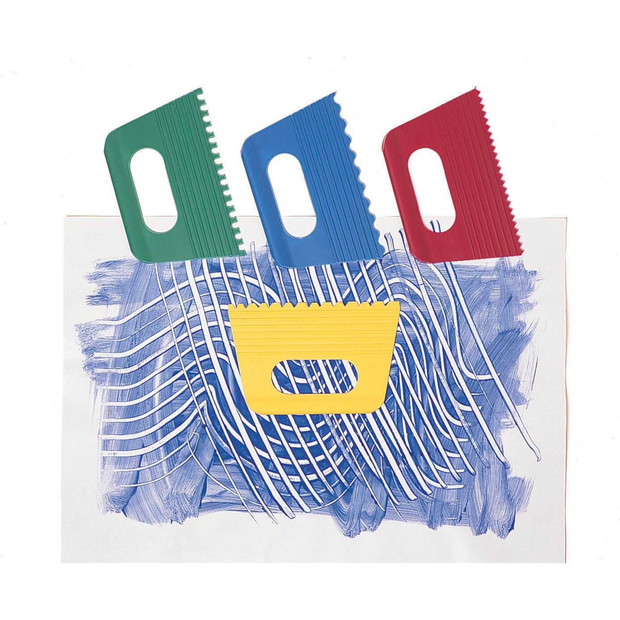 School Smart Plastic Paint Scraper Set, Assorted Designs, 3 x 5 Inches ...