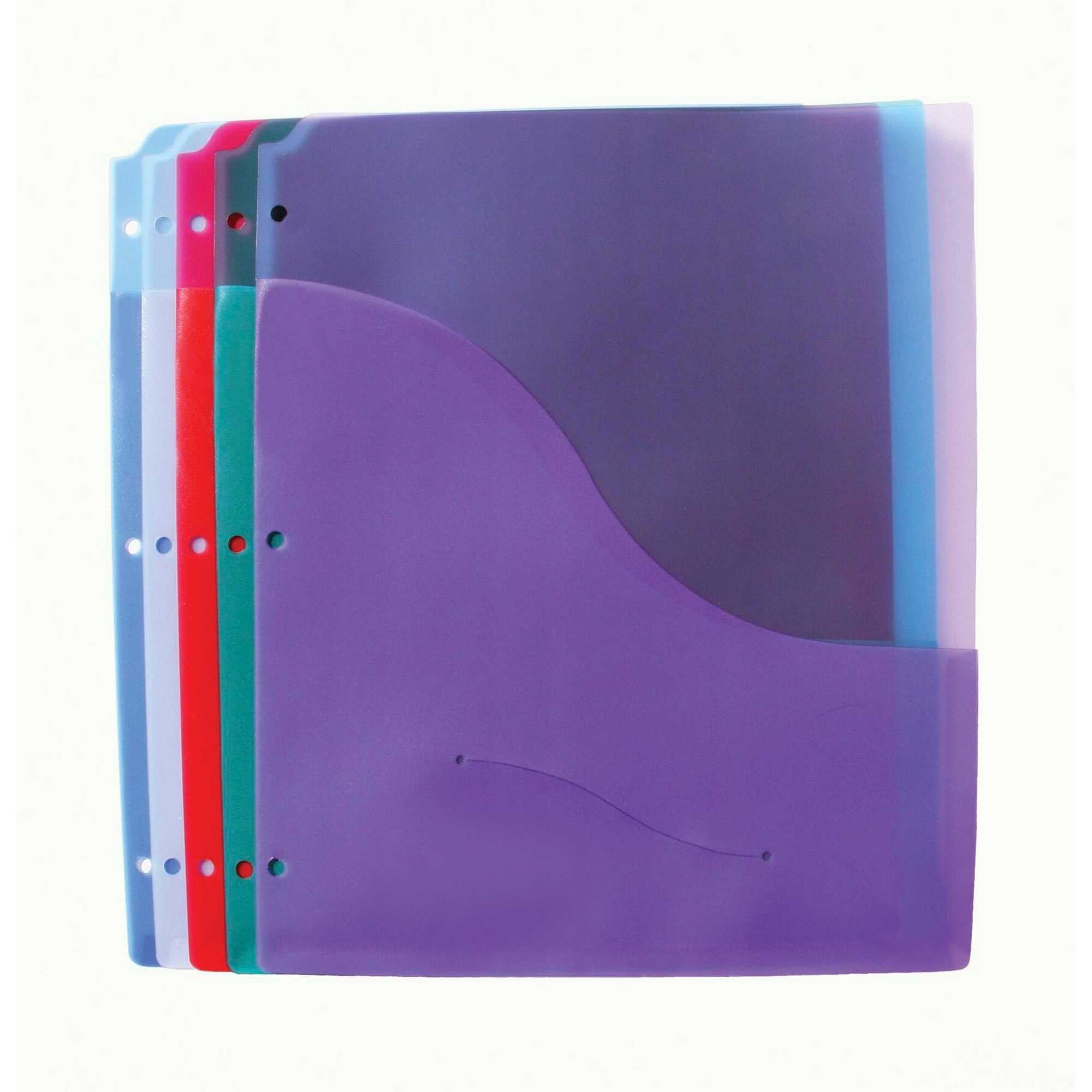 School Smart Poly Binder Pockets, 11.29'' x 9.50", Assorted Colours, 5 ...
