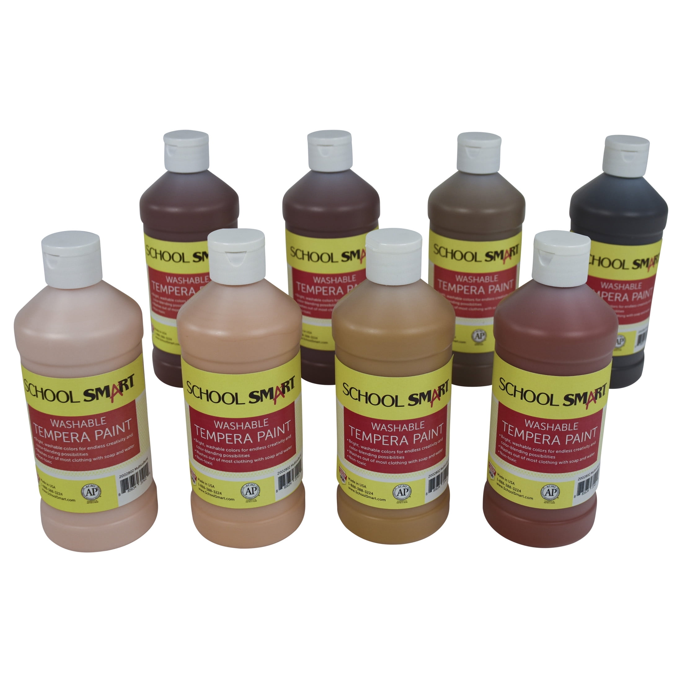 Washable Tempera Paints, Assorted Multi-Ethnic Colors, Pint Set of 8 ...