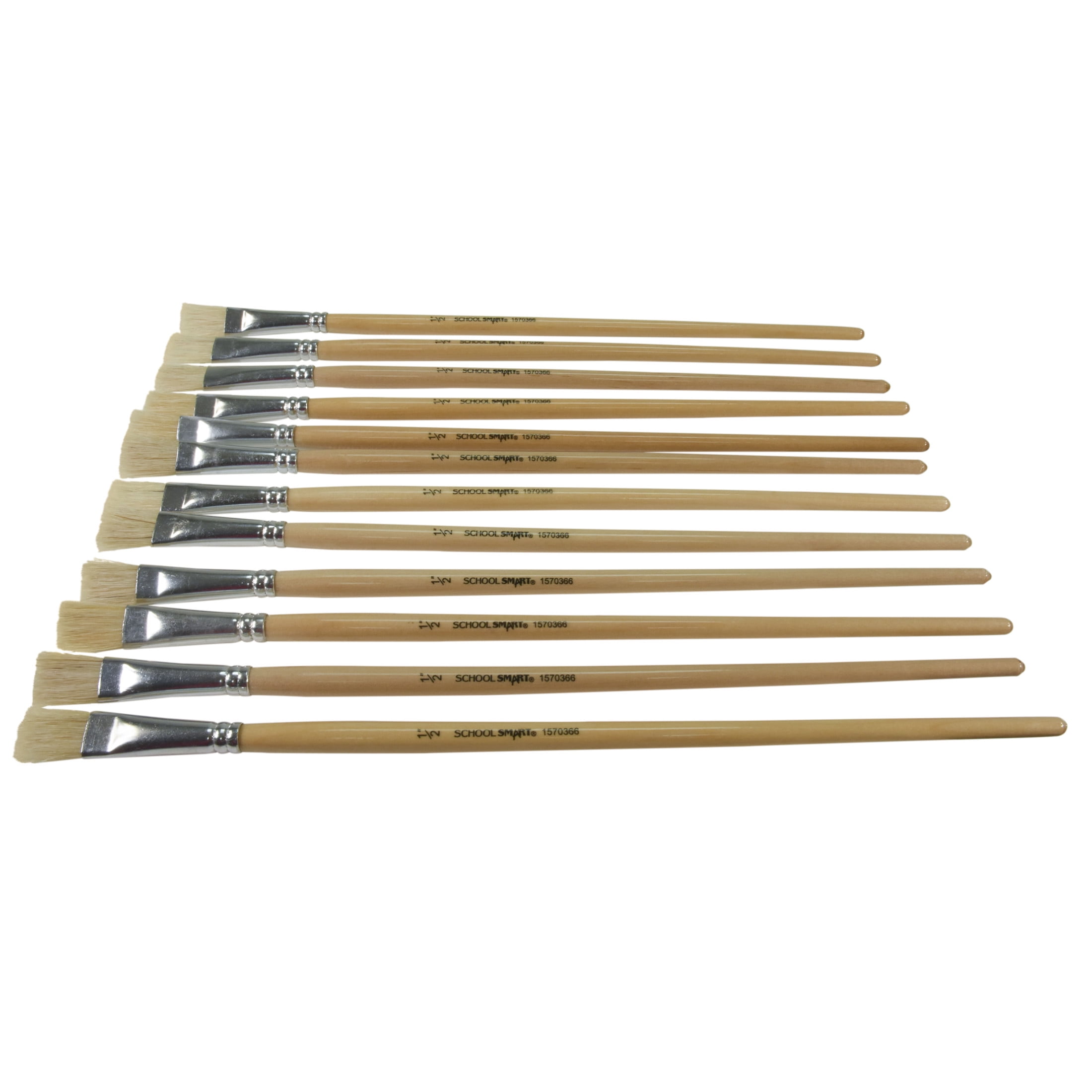 White Bristle Paint Brushes, Long Handle, 1/2 Inch, Set of 12 - Walmart.com